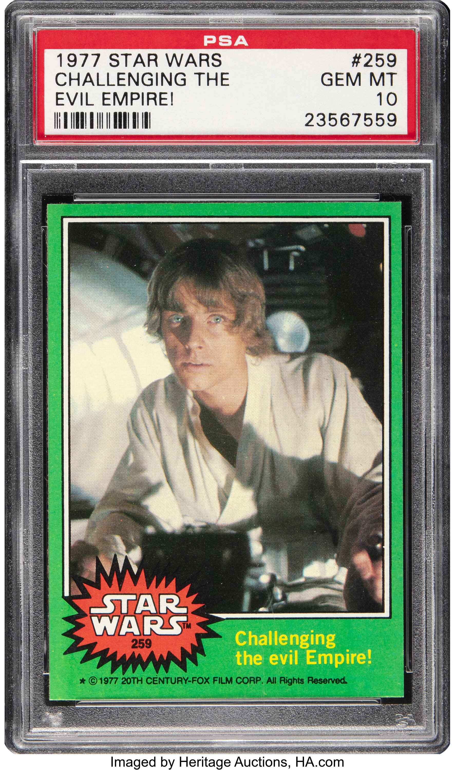 1977 Topps Star Wars #259 "Challenging The Evil Empire!" PSA Gem | Lot ...