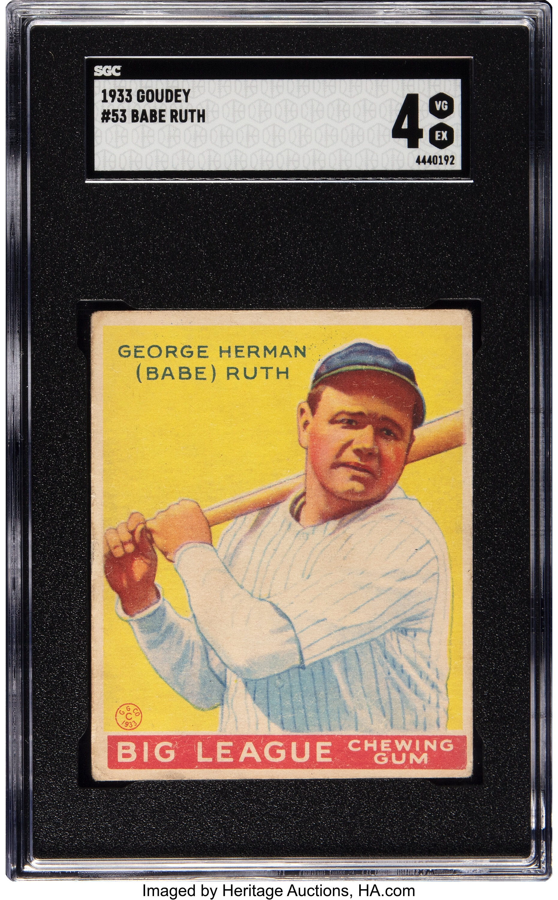 1933 Goudey Babe Ruth #53 SGC VG-EX 4.... Baseball Cards Singles | Lot ...