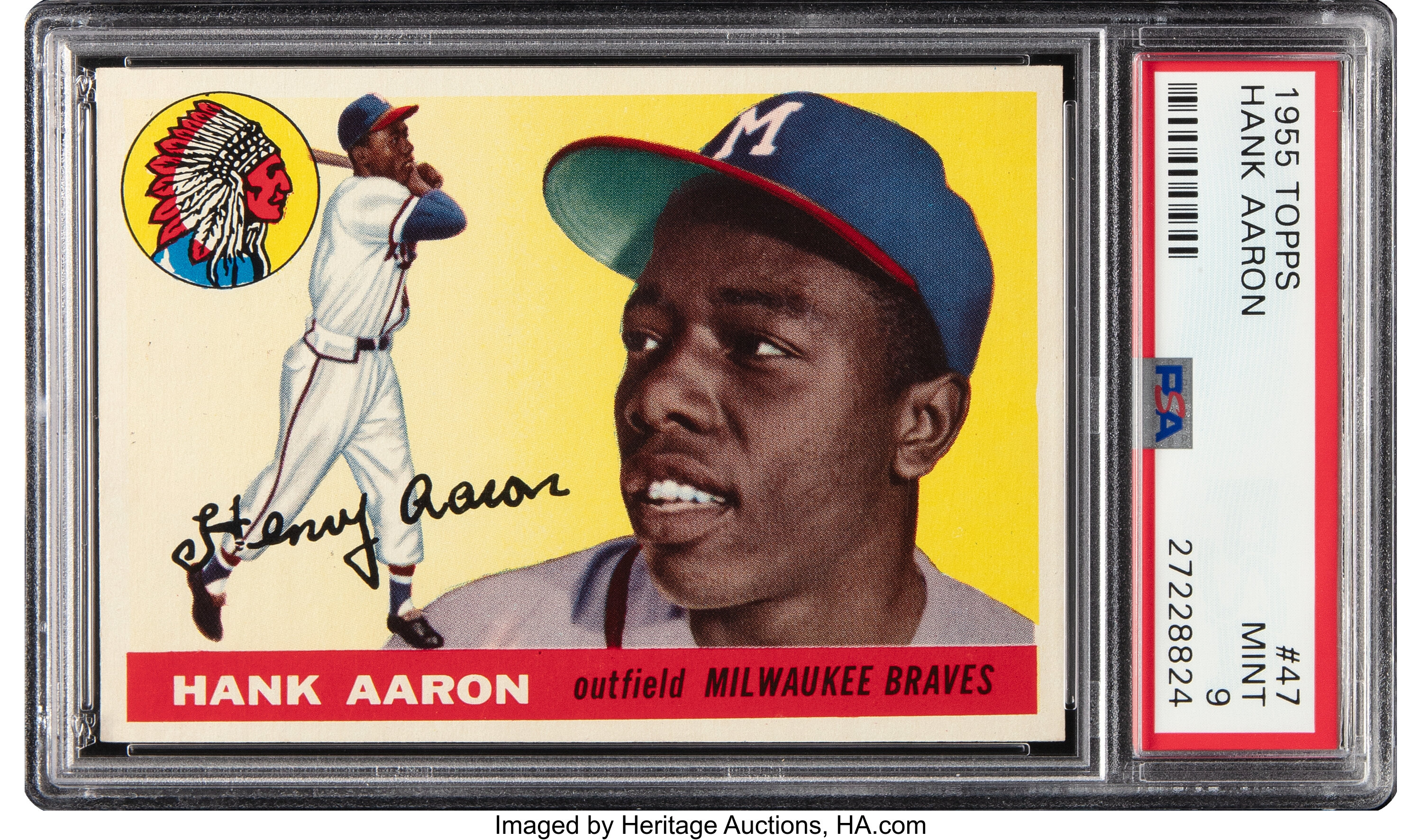 1955 Topps Hank Aaron #47 PSA Mint 9 - None Higher!... Baseball | Lot ...