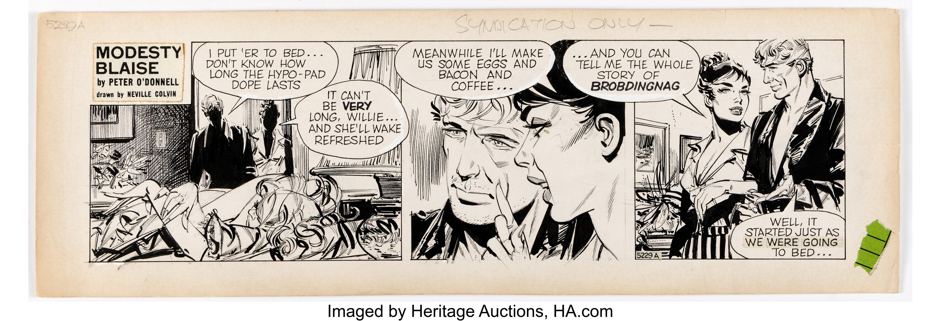 Neville Colvin Modesty Blaise #5229A Daily Comic Strip Original Art ...