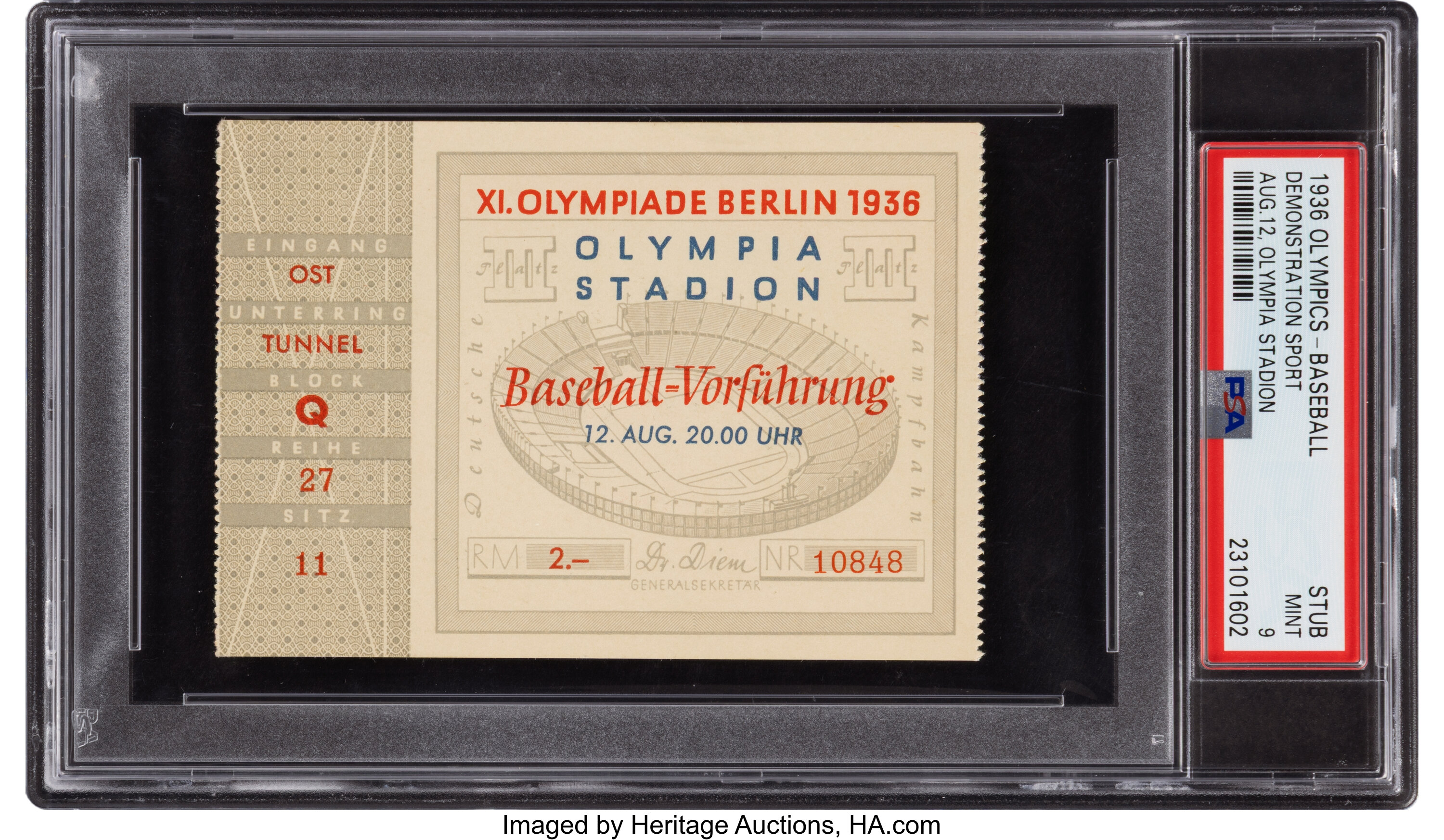 1936 Berlin Summer Olympic Games (Baseball, Demonstration Sport) | Lot ...