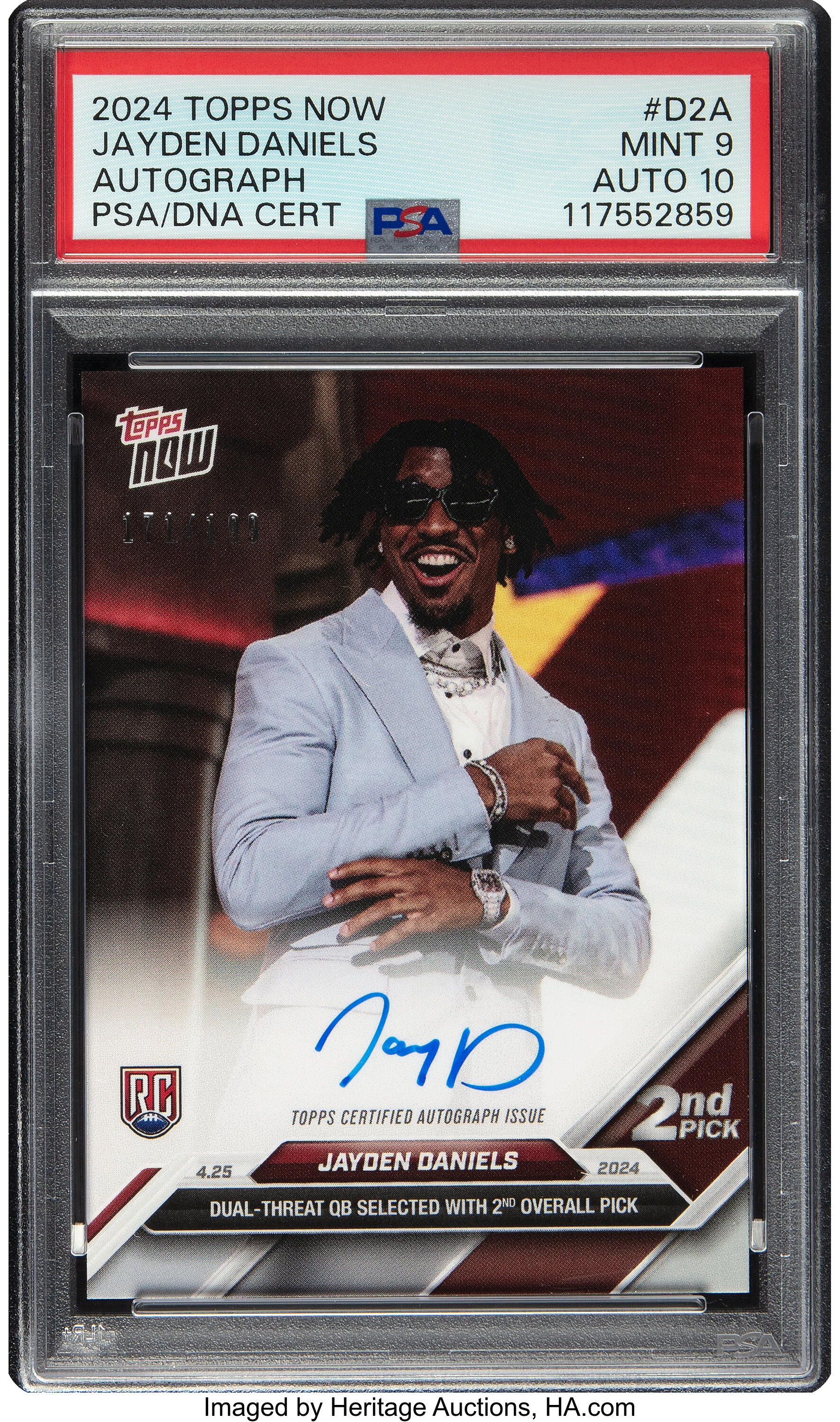 2024 Topps Now Jayden Daniels (Autograph) Rookie #D2A PSA Mint 9, | Lot ...