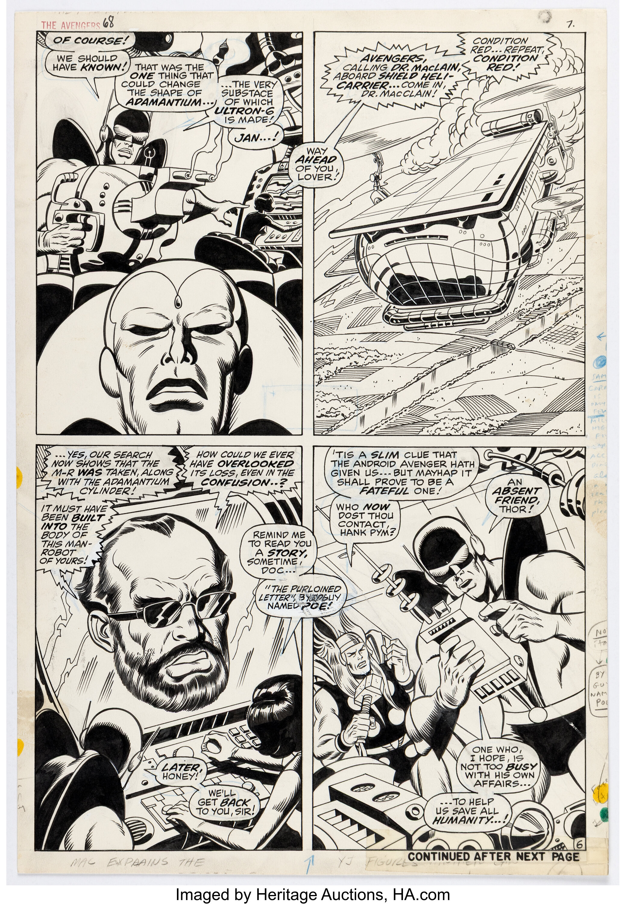 Sal Buscema and Sam Grainger The Avengers #68 Story Page 6 Original ...