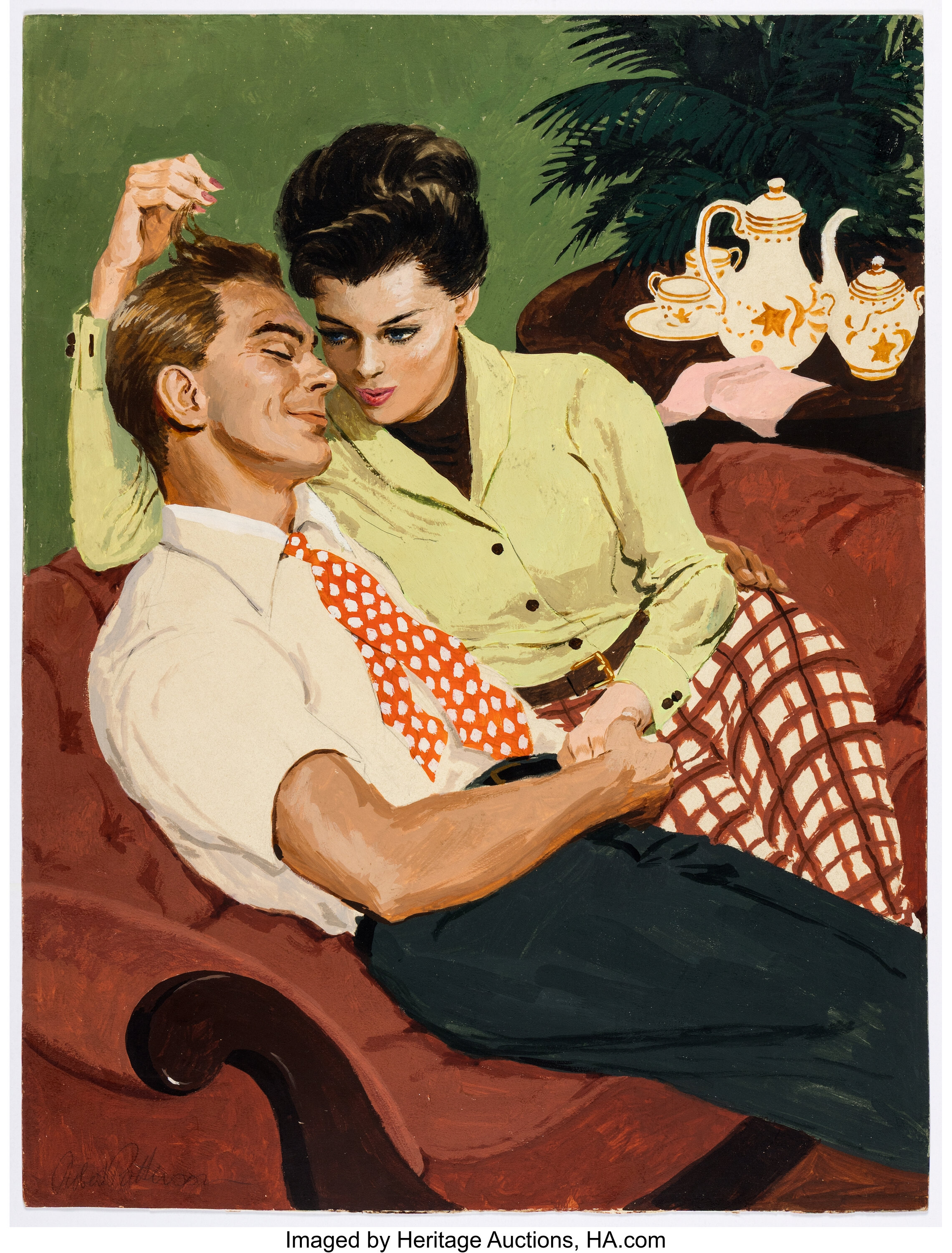 Robert Patterson - Happy Couple Painting Illustration Original Art ...