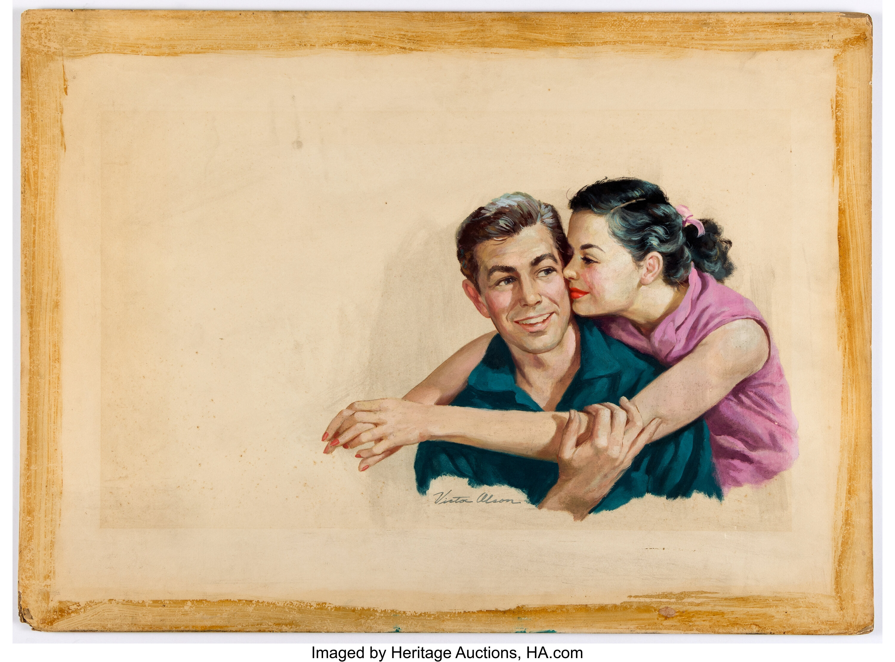 Victor Olson - Young Couple Painting Original Art (undated).... | Lot ...