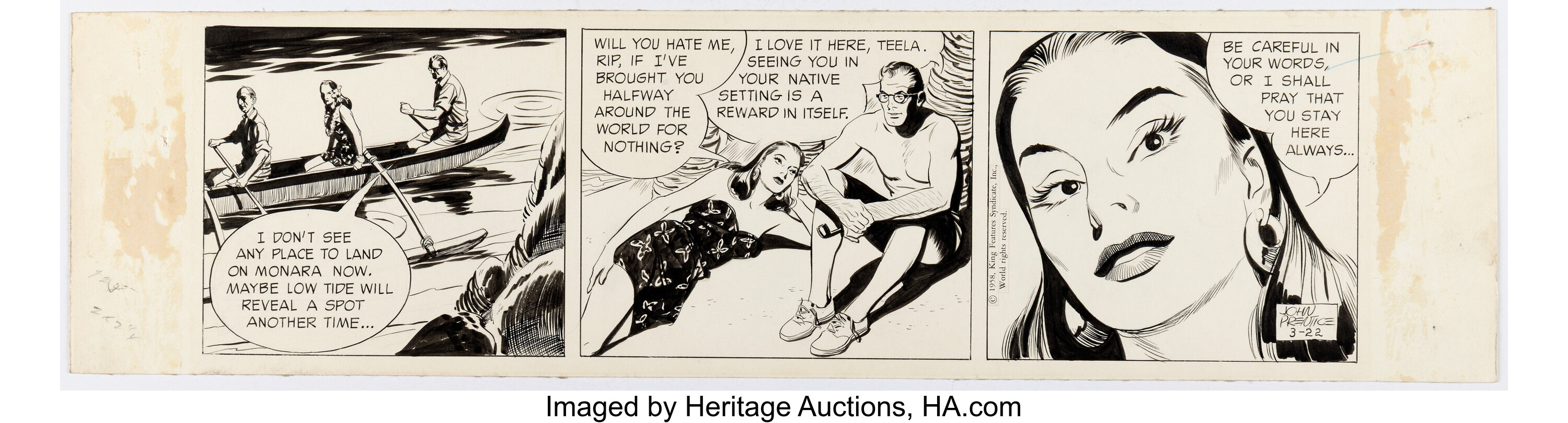 John Prentice Rip Kirby Daily Comic Strip Original Art dated | Lot ...