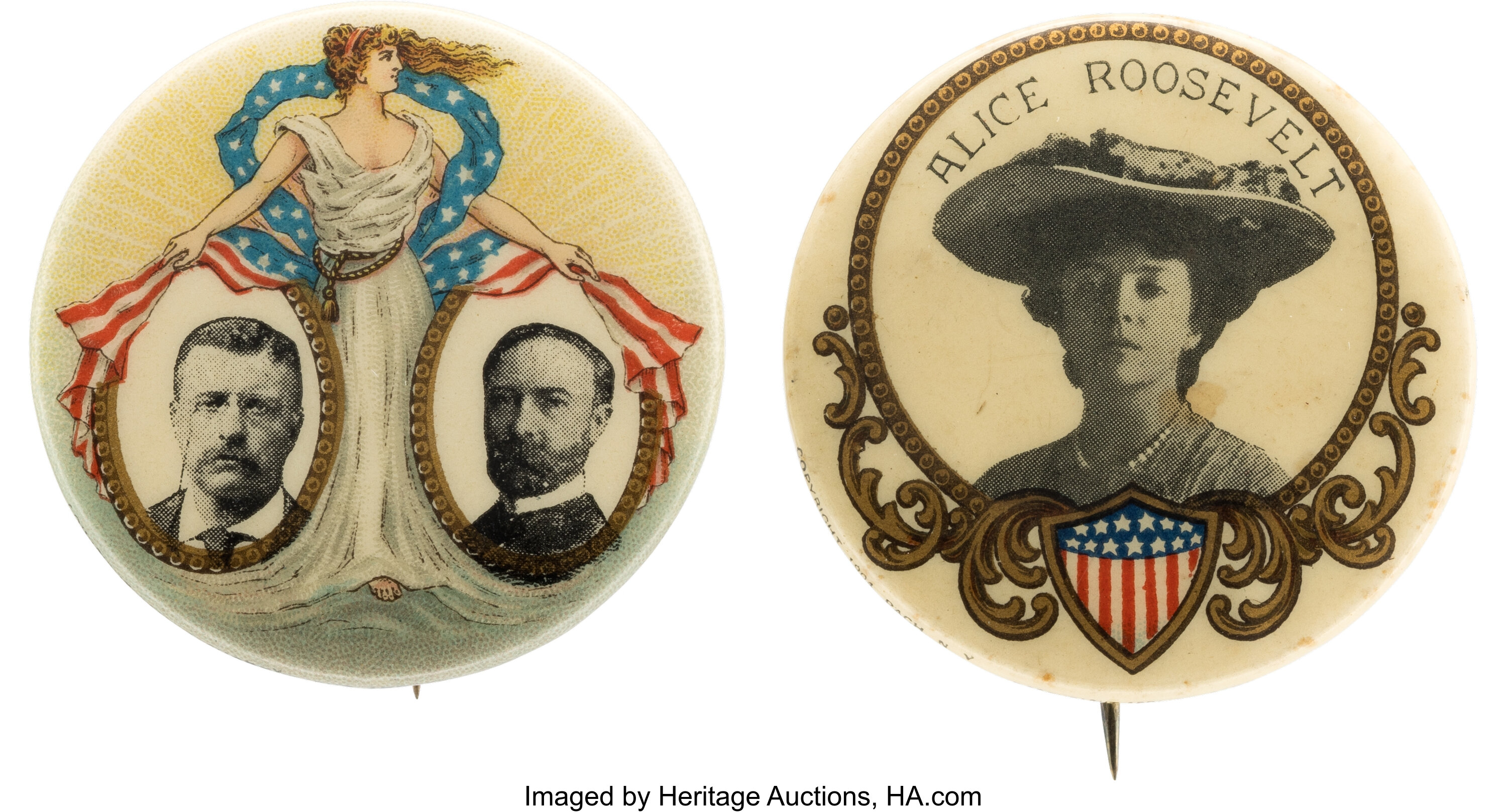 Theodore Roosevelt: Buttons.... (Total: 2 Items) Political Pinback ...