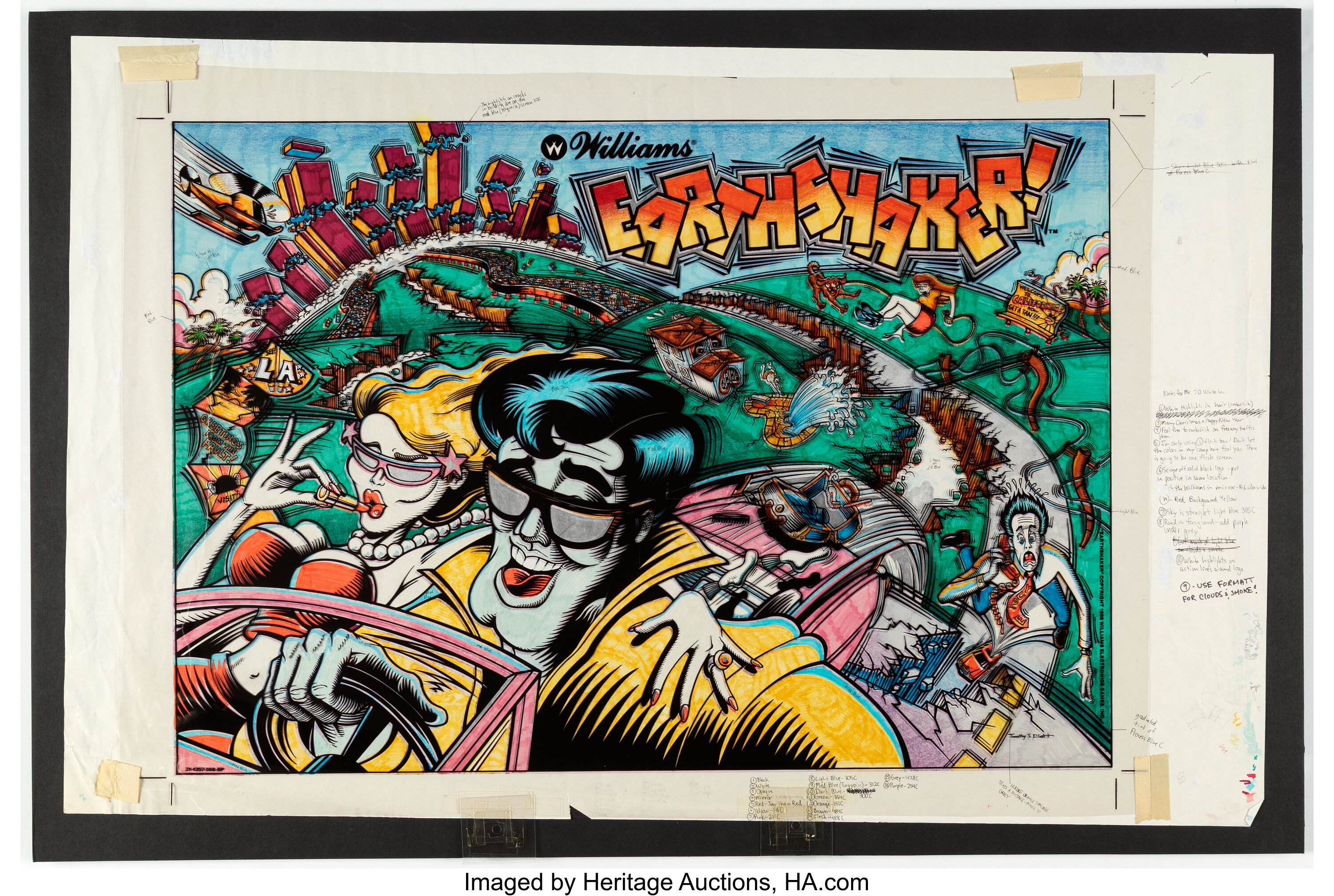 Earthshaker Pinball Machine Original Production Backglass Art | Lot ...