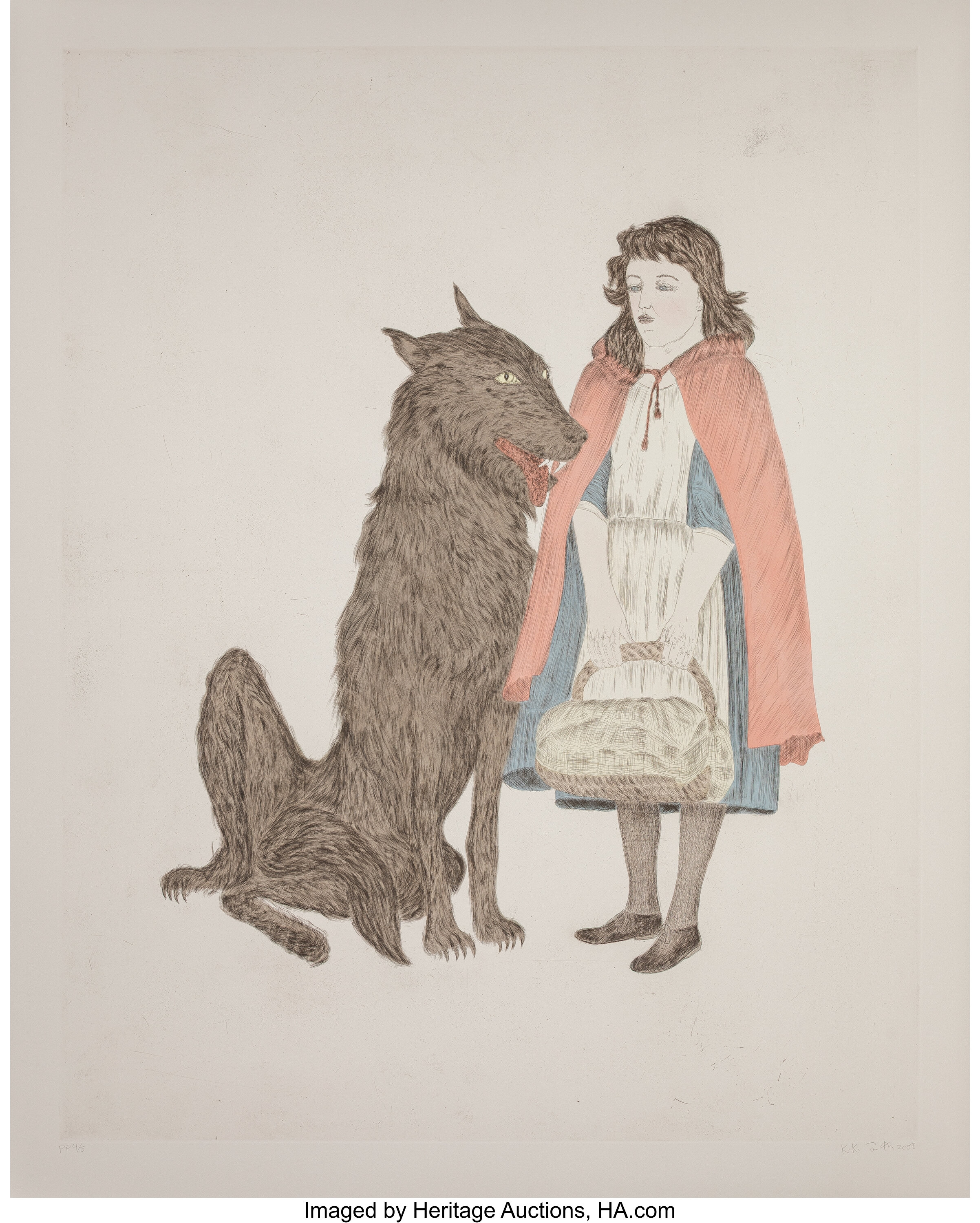Kiki Smith (b. 1954). Friend, 2008. Etching with handcoloring on | Lot ...