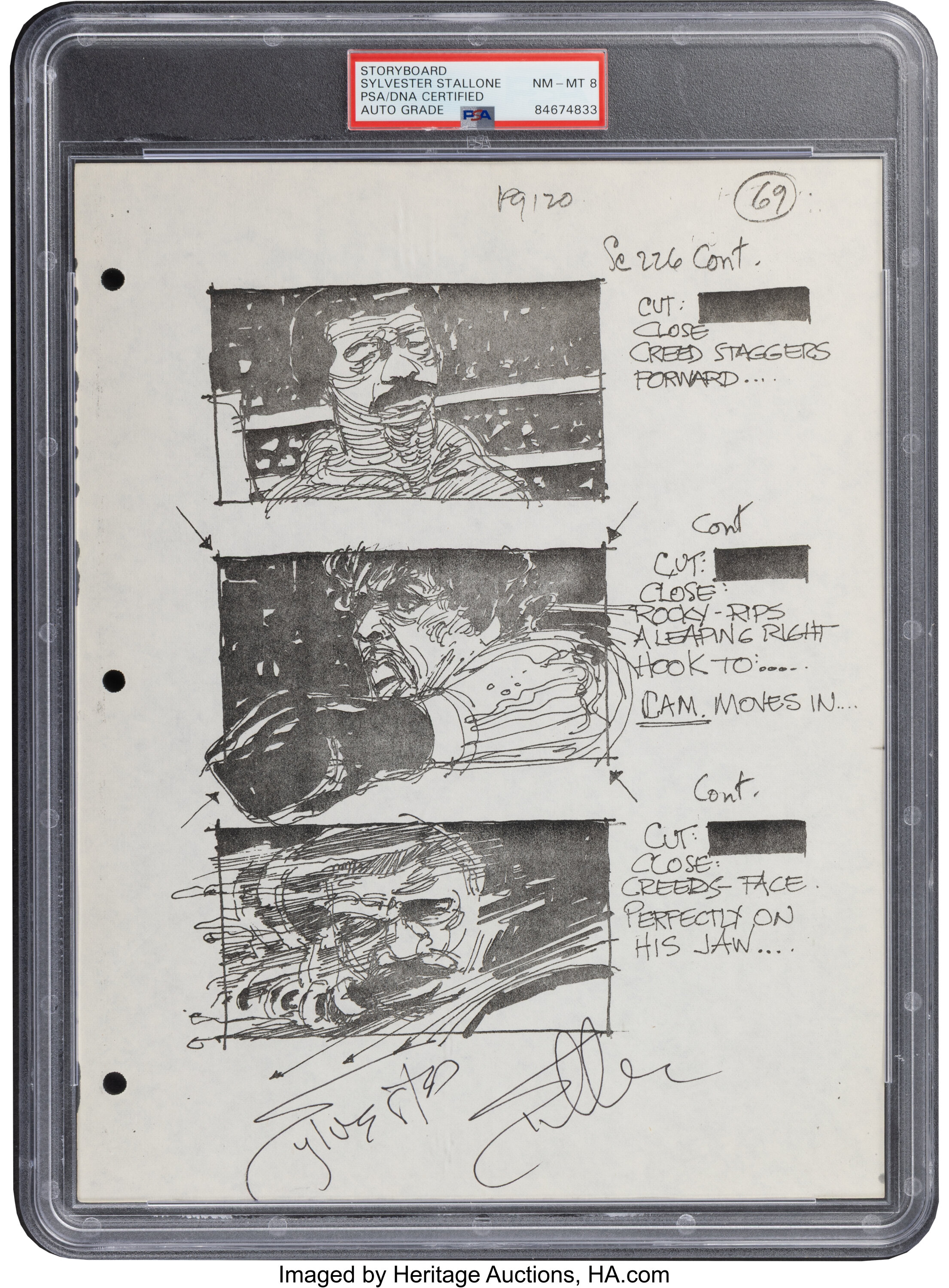 1979 Rocky II Storyboard Signed by Sylvester Stallone, PSA NM-MT 8 ...