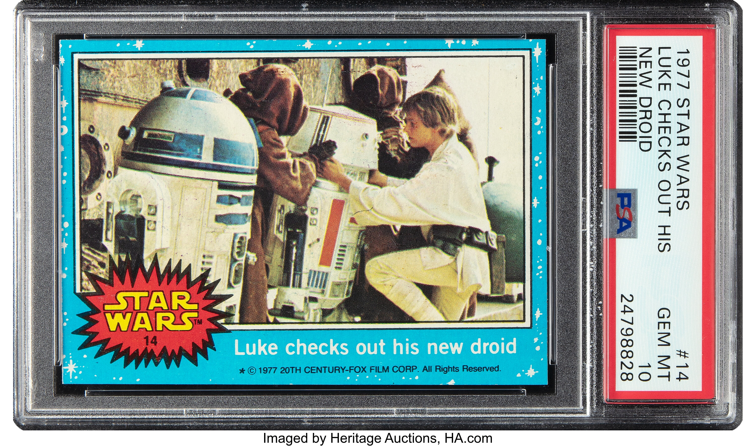 1977 Topps Star Wars #14 "Luke Checks Out His New Droid" PSA Gem | Lot ...