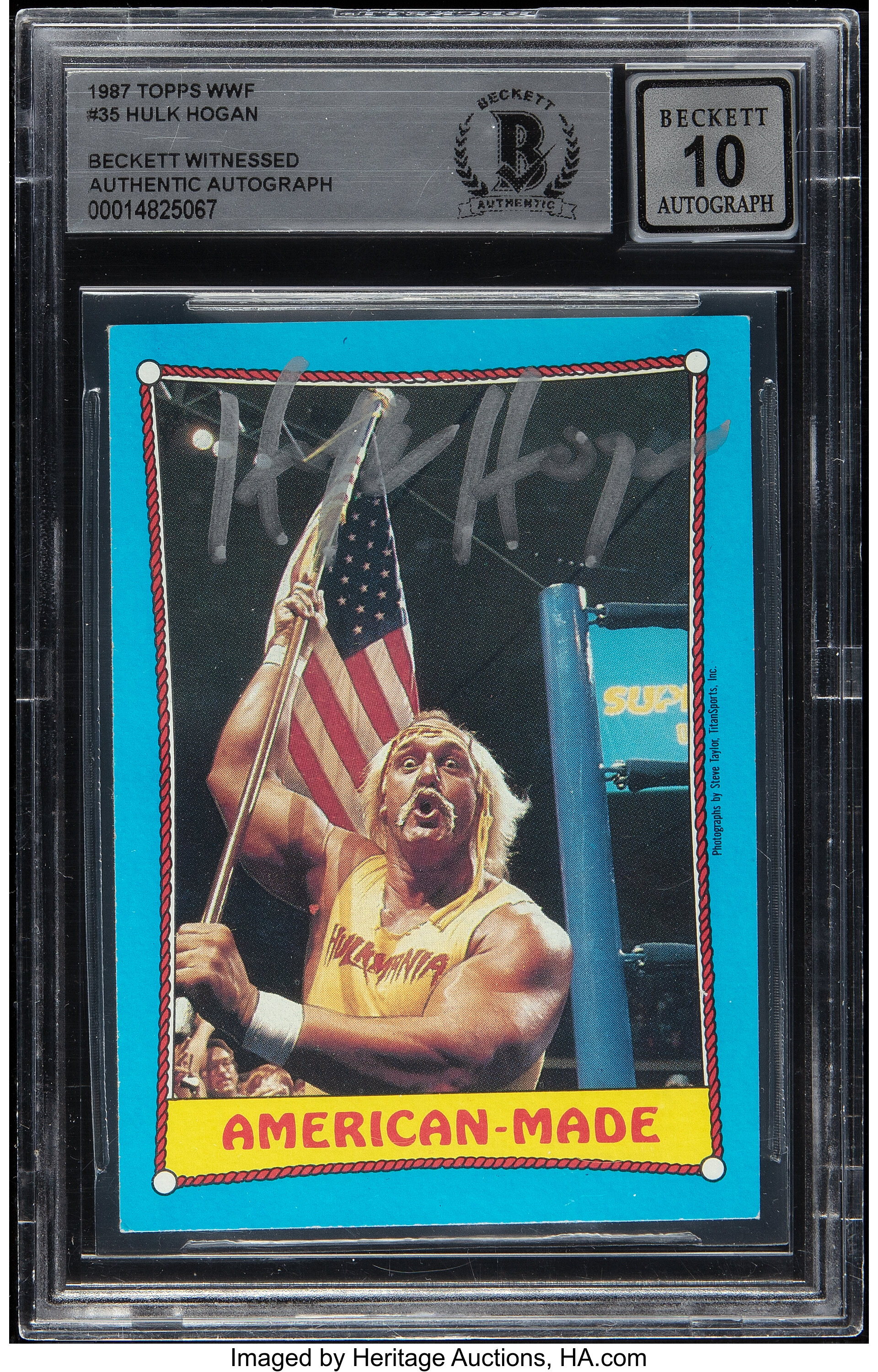 Signed 1987 Topps WWF Hulk Hogan "American-Made" #35 Beckett | Lot ...