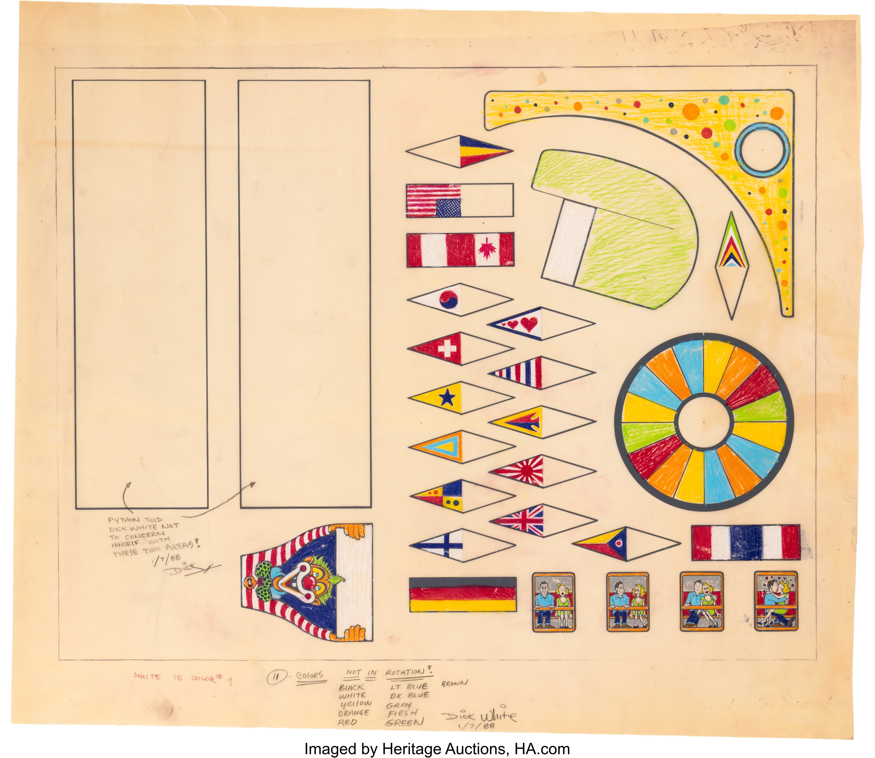 Cyclone Pinball Machine Playfield Plastics Art (Williams, 1988 ...