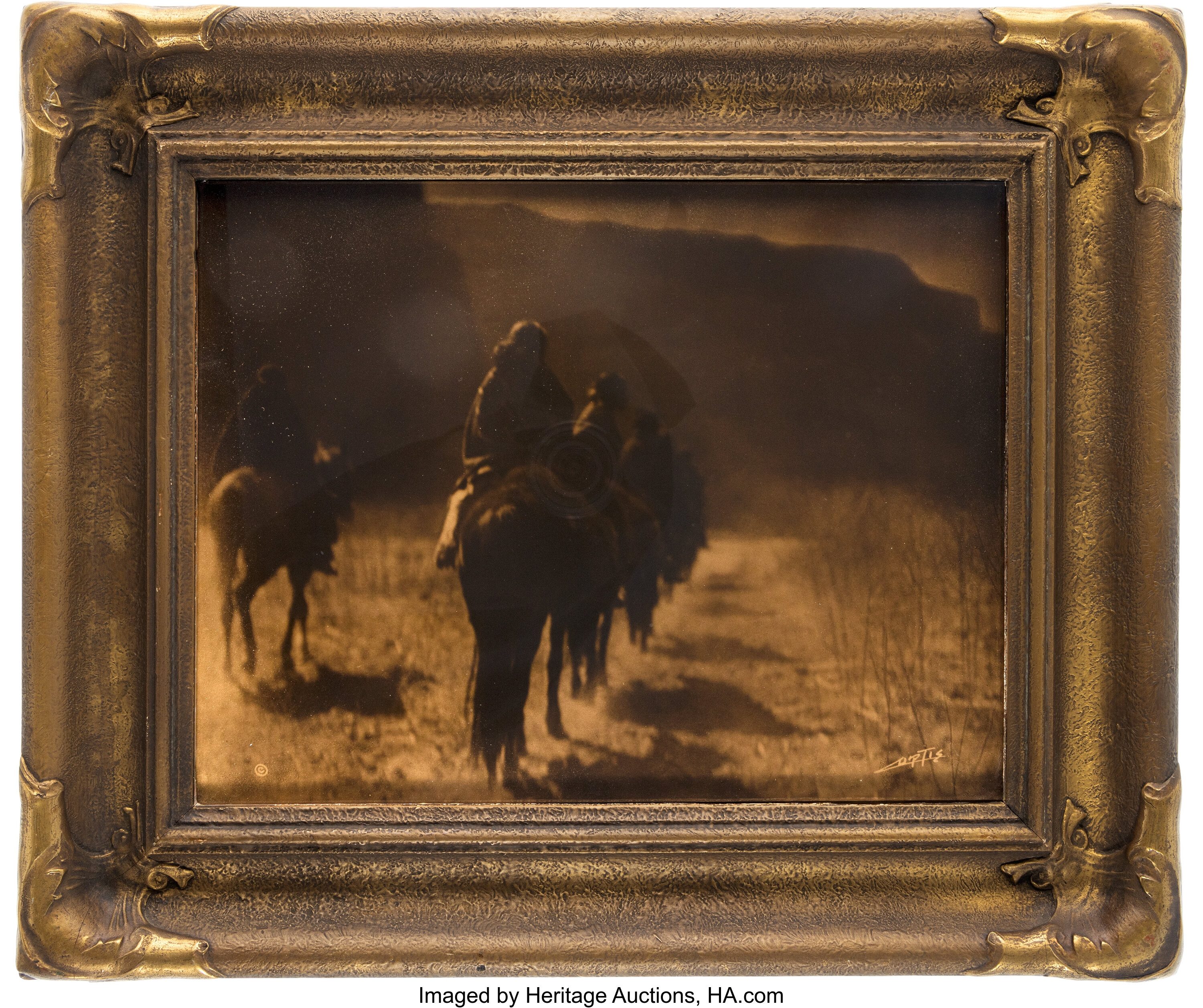 "The Vanishing Race": Iconic Orotone by Edward S. Curtis. ... | Lot ...