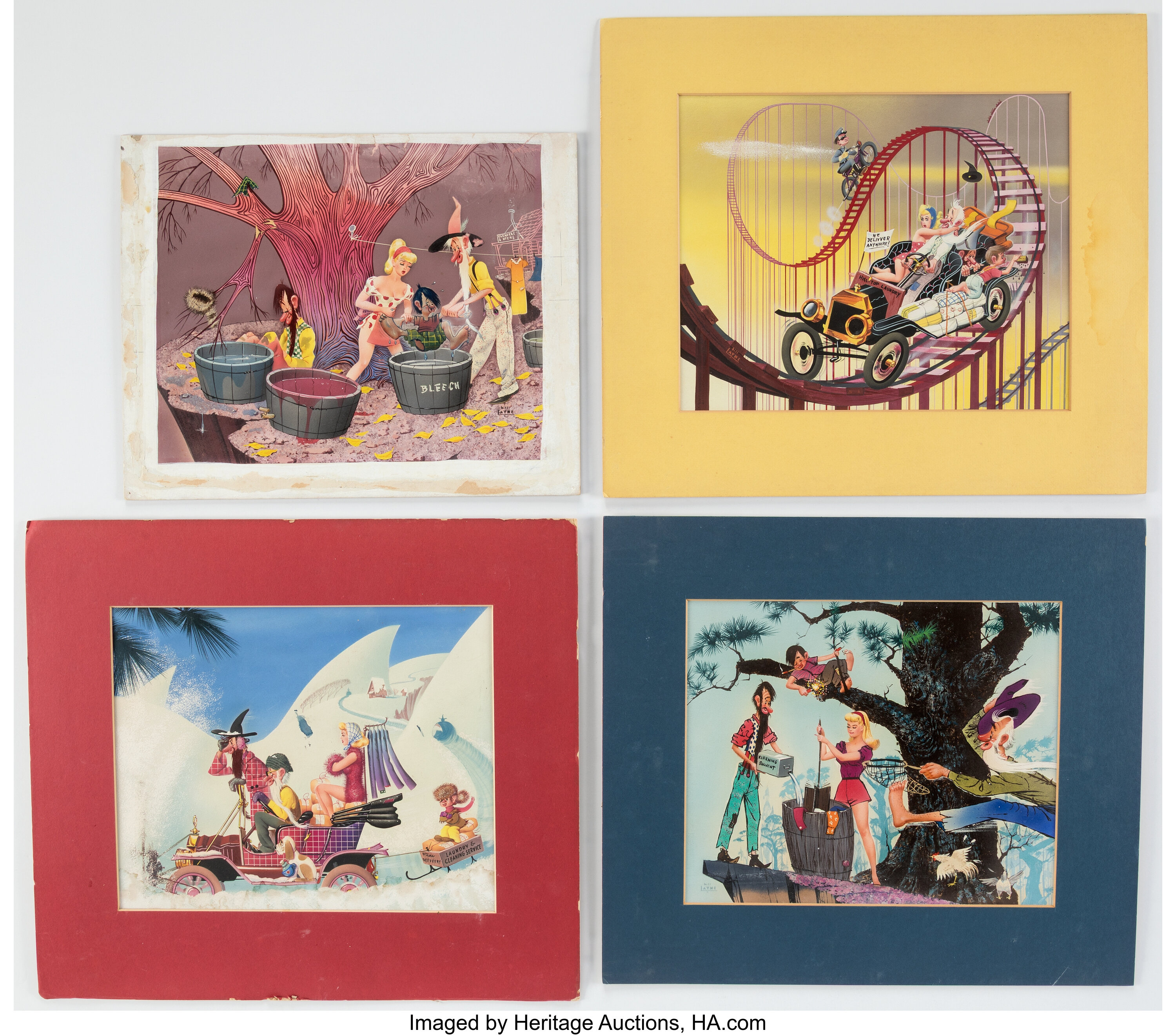 Bill Layne - Hillbilly Calendar Paintings Original Art Group of 4 | Lot ...