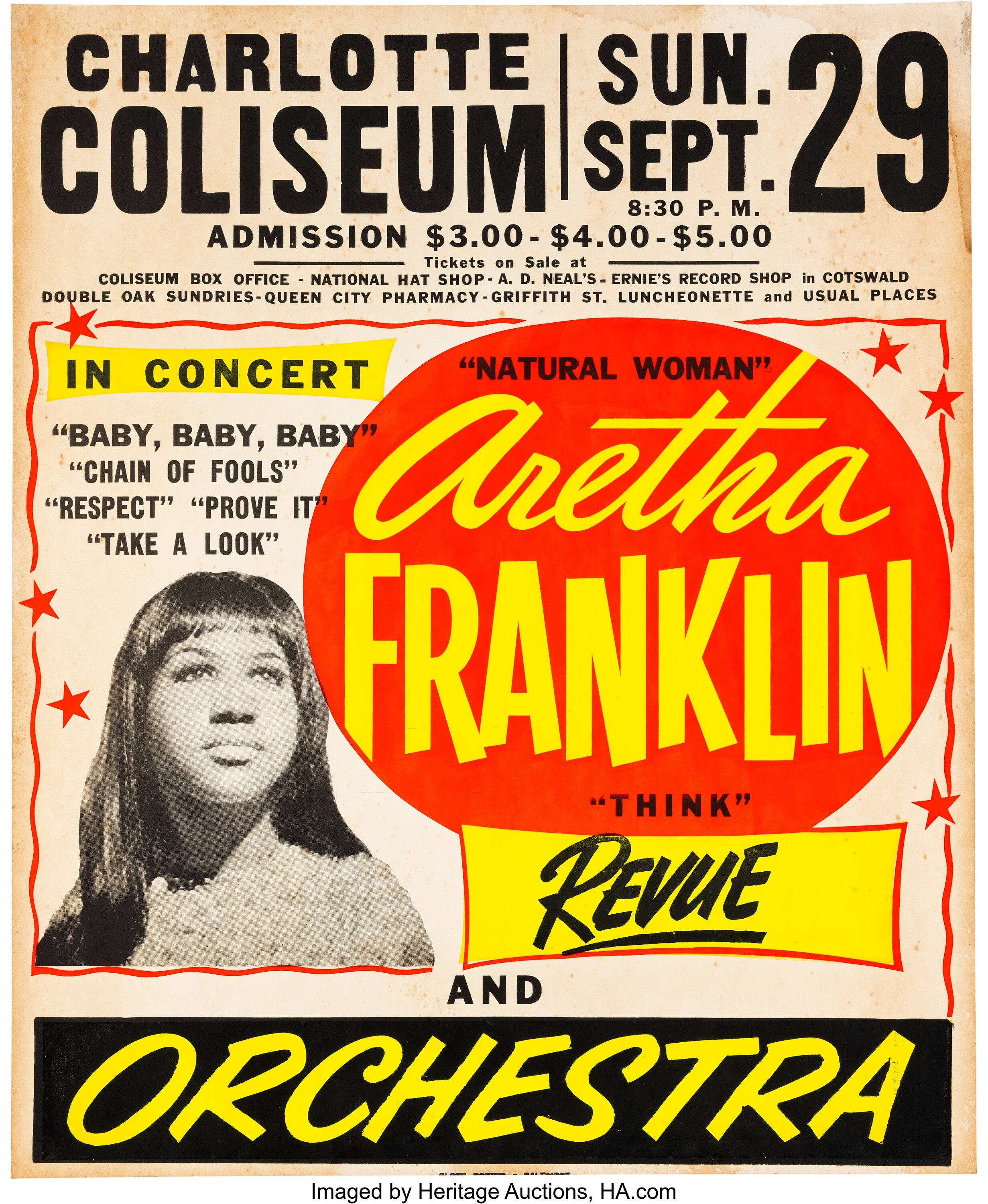 Aretha Franklin 1968 "Respect," "Chain of Fools" Jumbo Globe | Lot ...