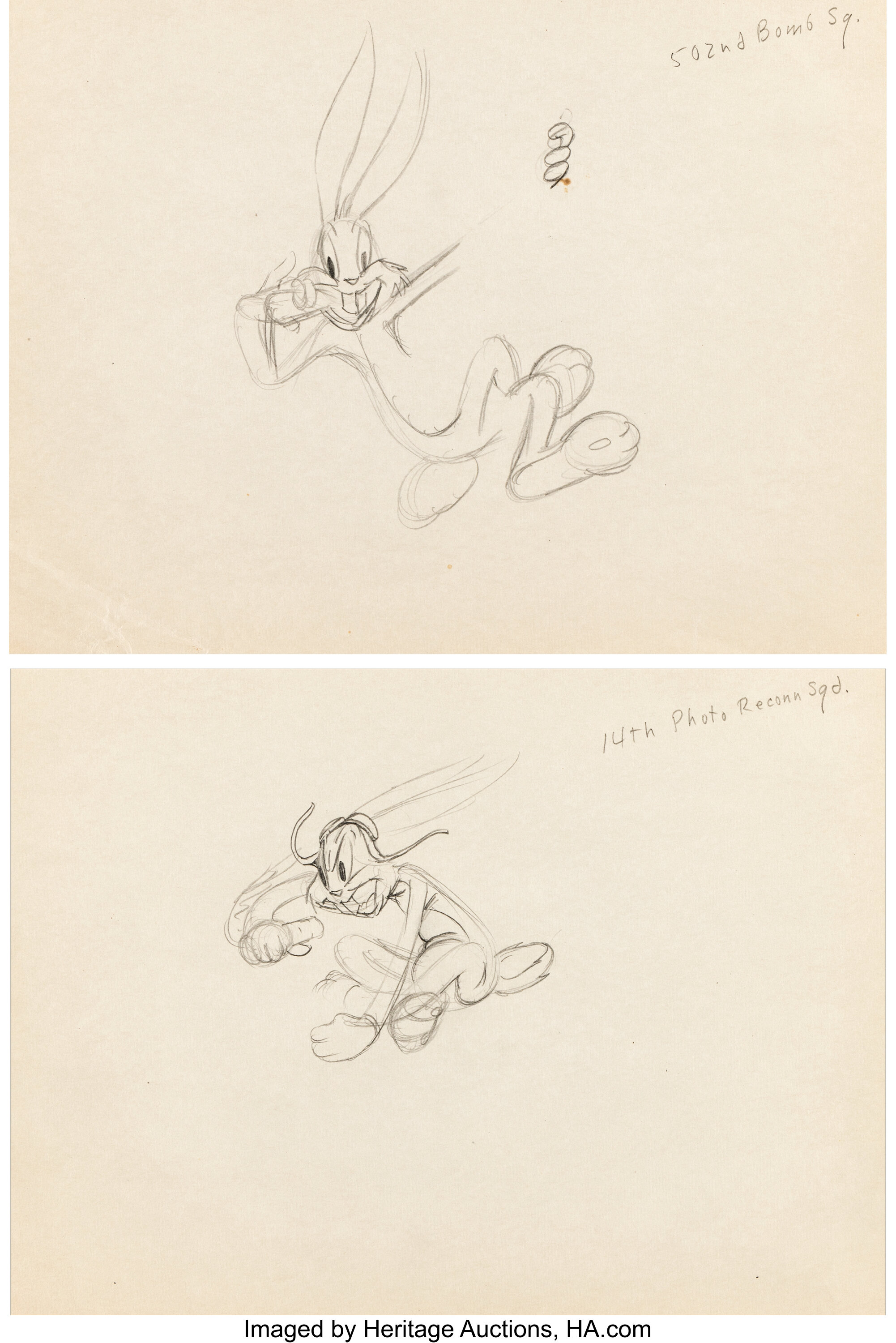 Bugs Bunny World War II Insignia Rough Drawing Group of 6 by Robert ...
