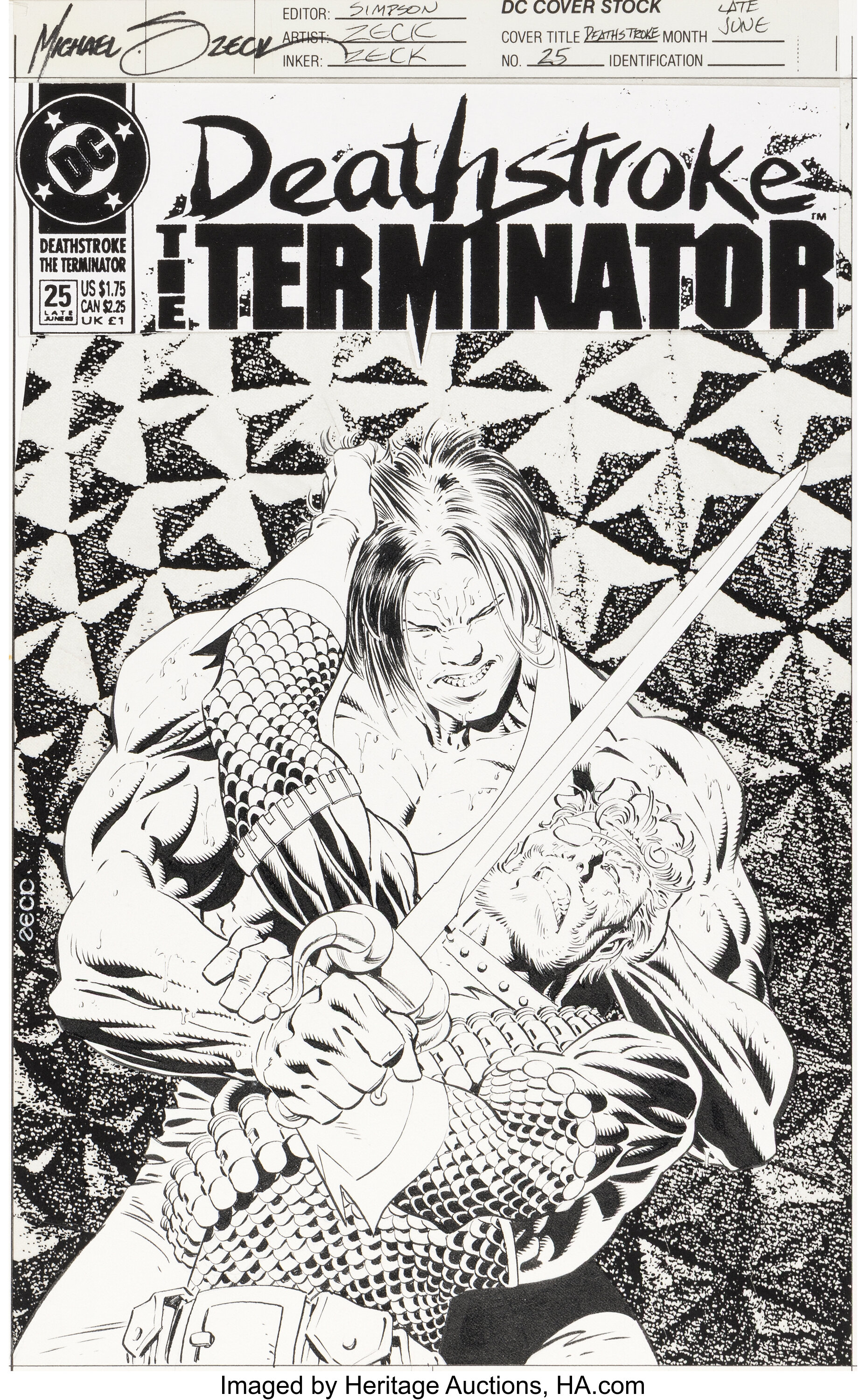 Mike Zeck Deathstroke, the Terminator #25 Cover Original Art (DC, | Lot ...