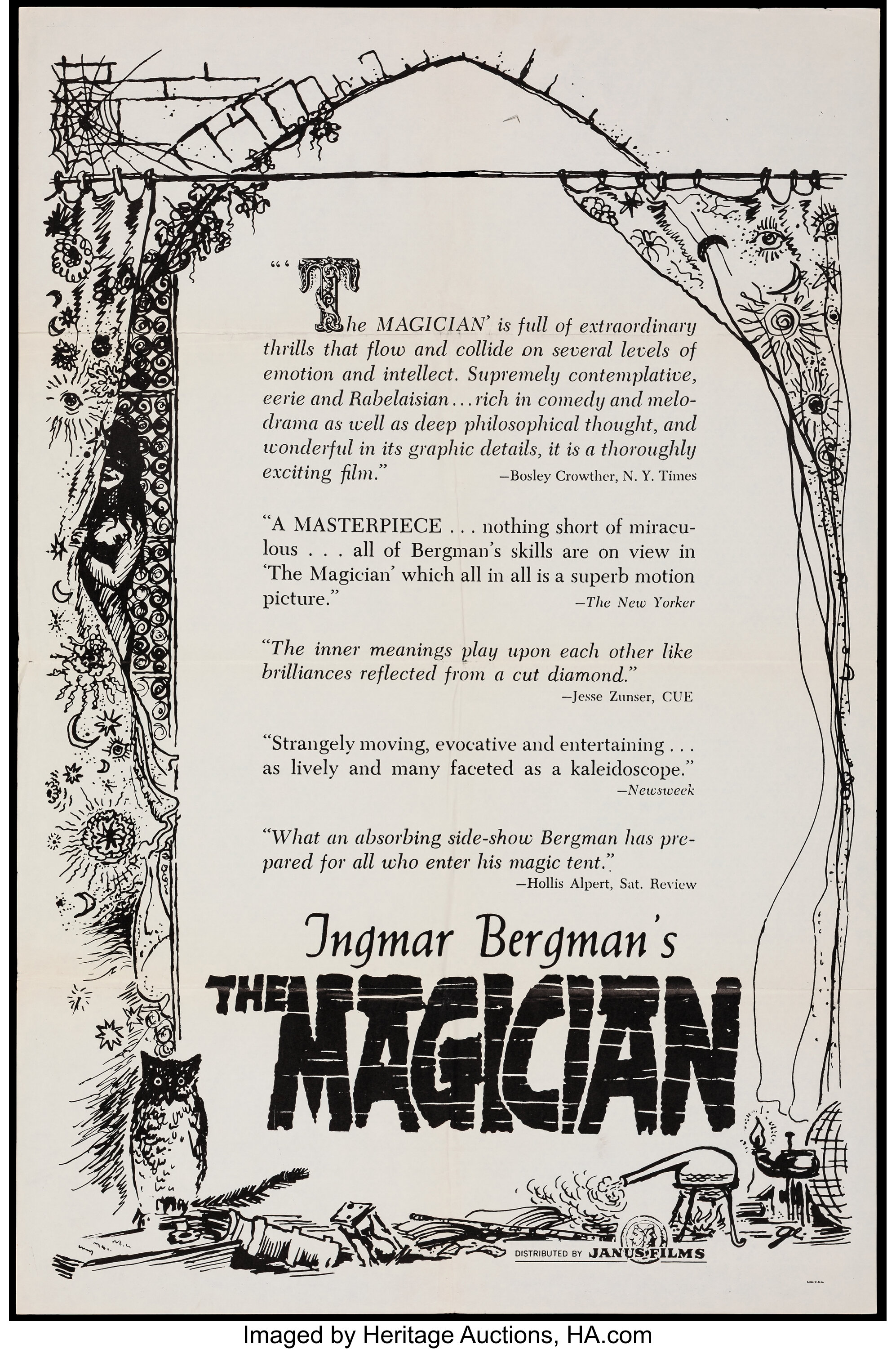 The Magician (Janus Films, 1959). Folded, Very Fine-. One Sheet | Lot ...