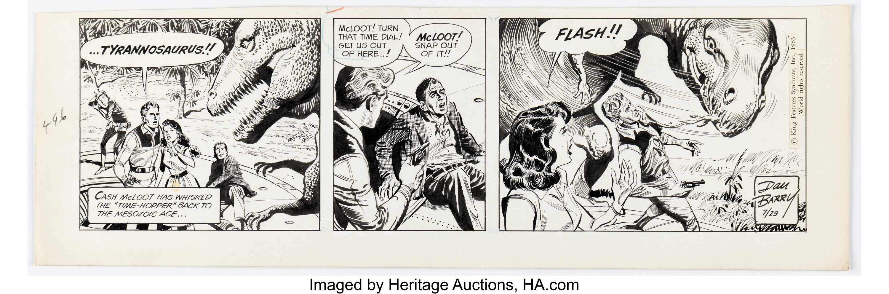 Dan Barry Flash Gordon Daily Comic Strip Original Art dated 7-29-63 ...