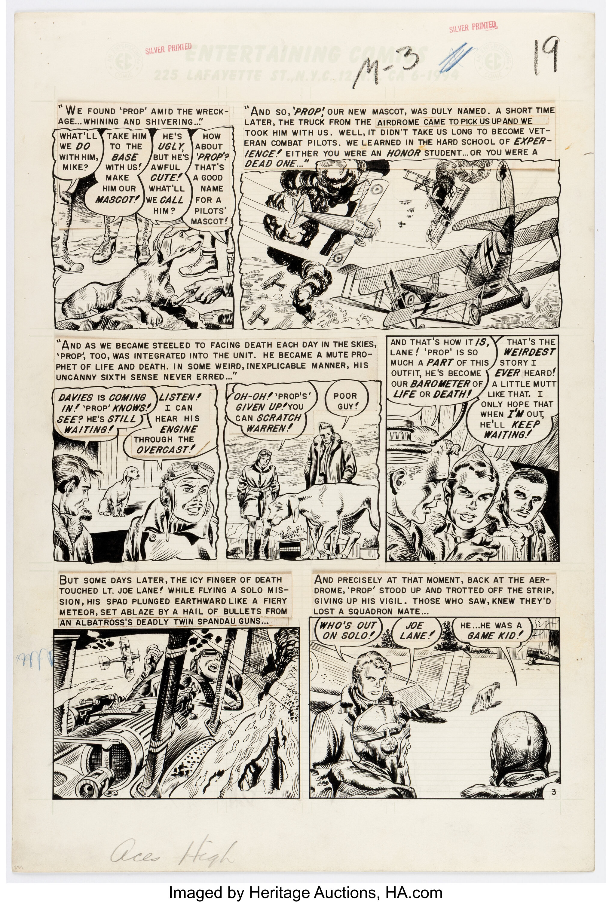 Bernie Krigstein Aces High #1 "The Mascot" Story Page 3 Original | Lot ...