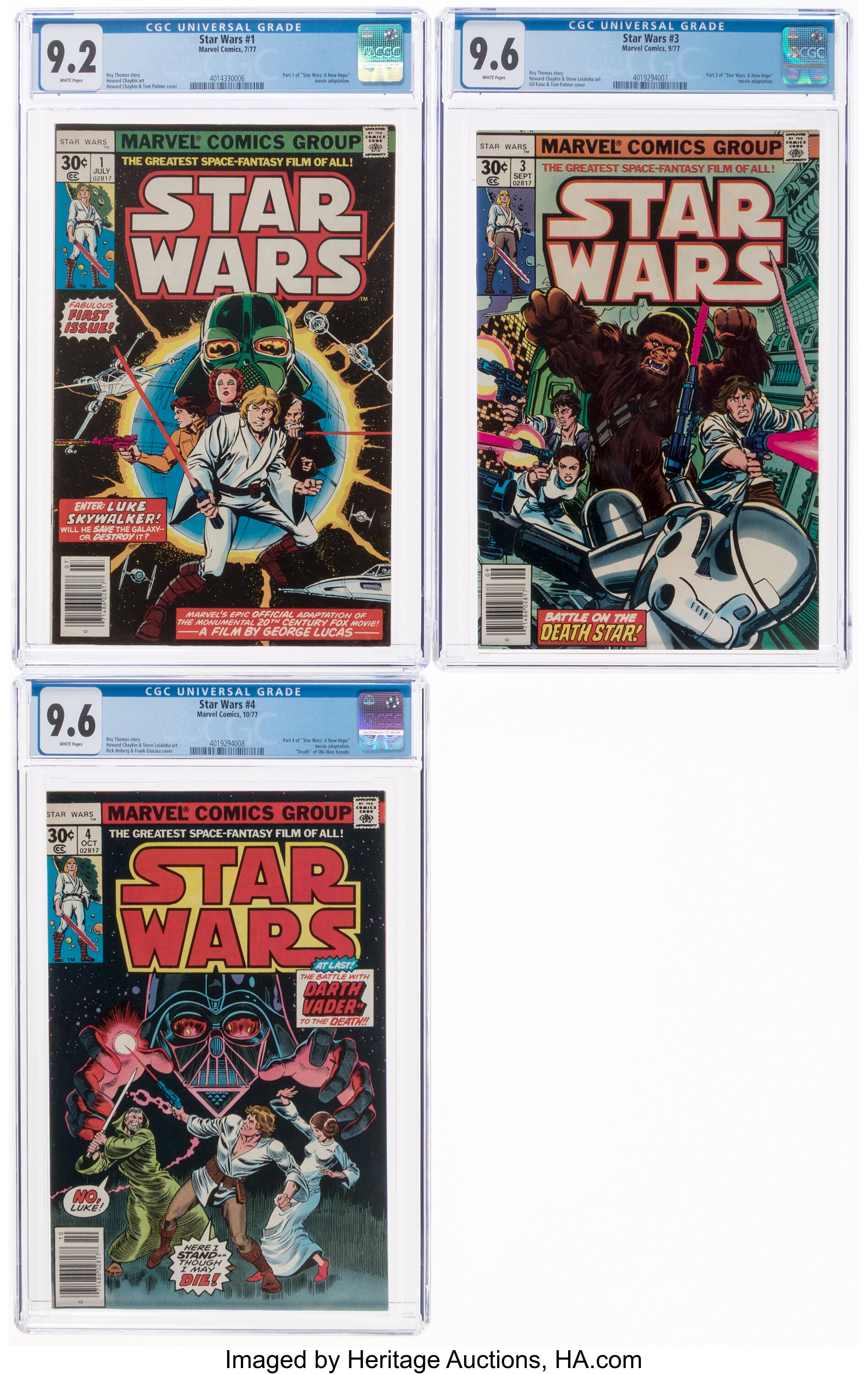 Star Wars #1, 3, and 4 CGC-Certified Group (Marvel, 1977).... | Lot ...