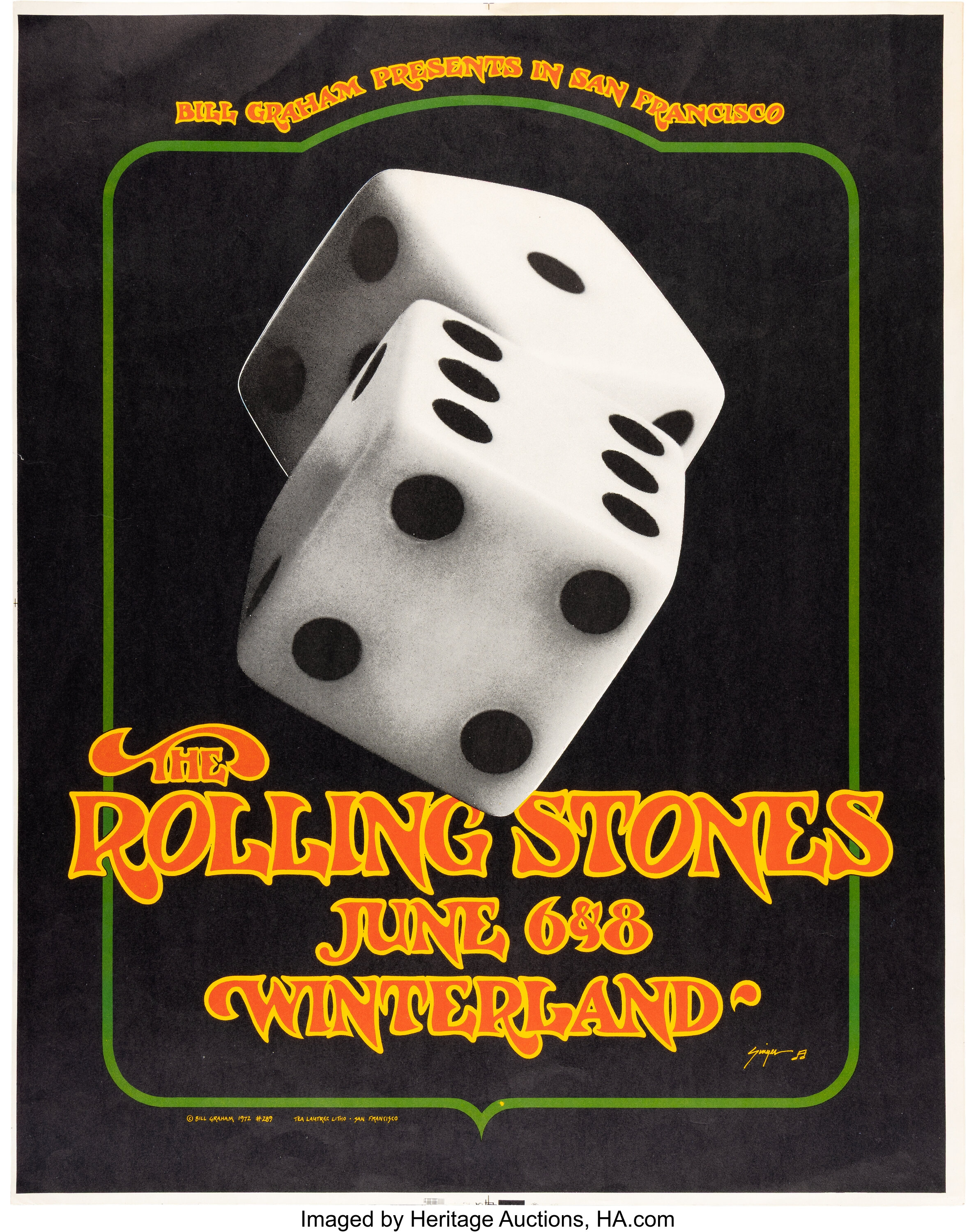 The Rolling Stones Winterland BG-289 Concert Poster Proof (Bill | Lot ...