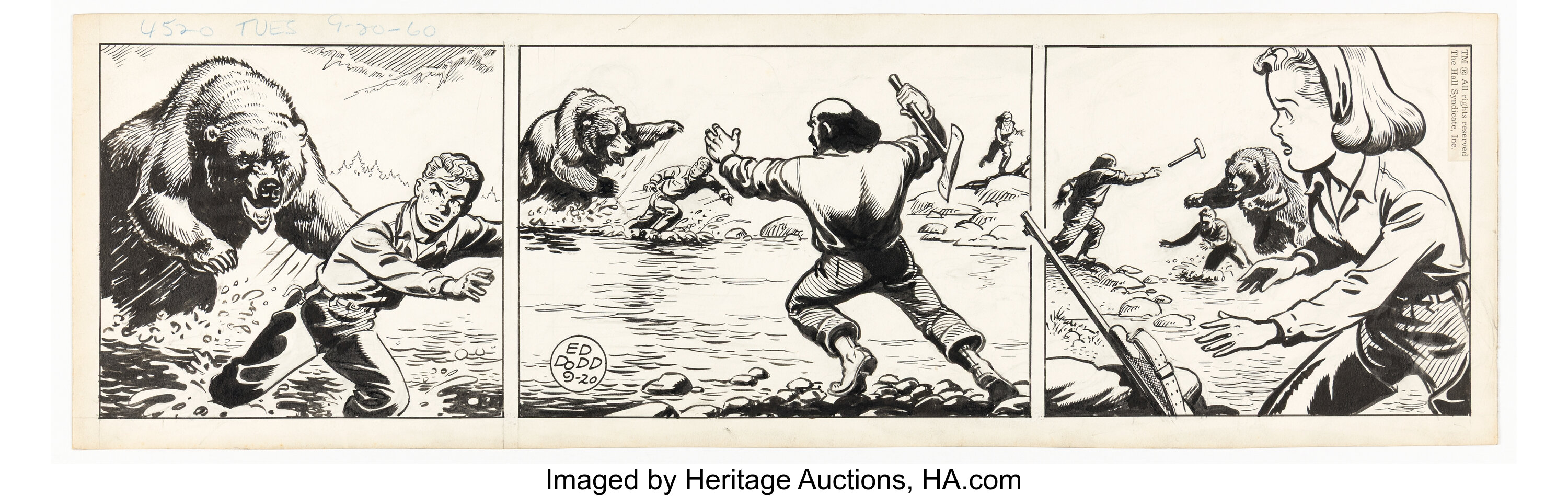 Ed Dodd Mark Trail Daily Comic Strip Original Art dated 9-20-60 | Lot ...