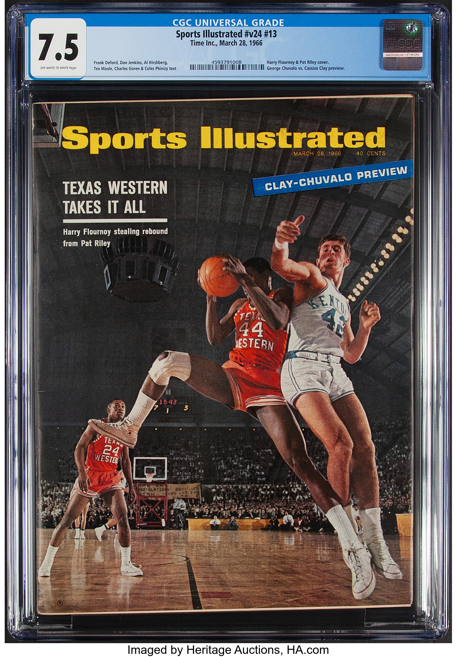 1966 Texas Western Sports Illustrated Issue CGC 7.5.... Basketball ...