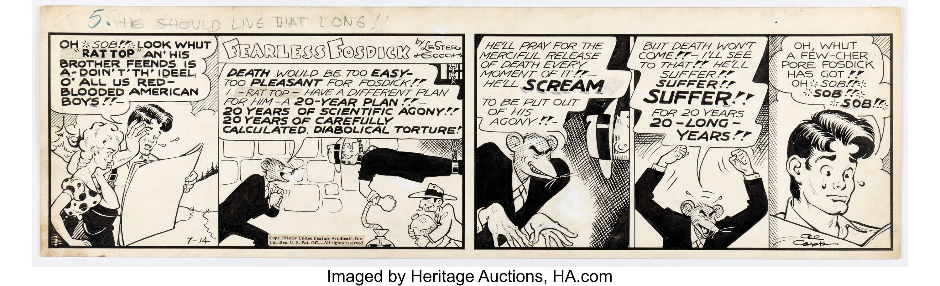 Al Capp Li L Abner Fearless Fosdick Daily Comic Strip Original Lot