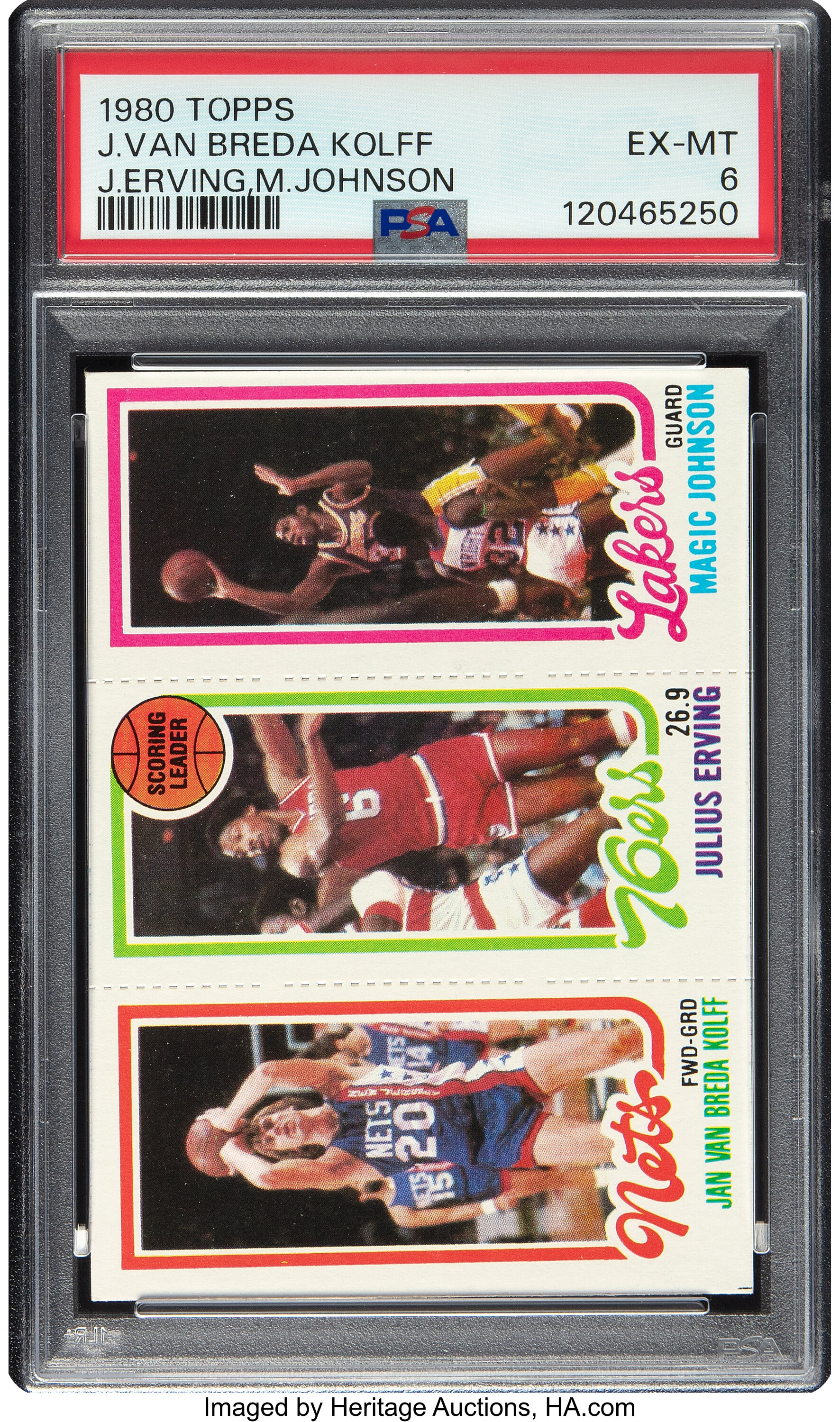 1980 Topps Jan Van Breda Kolff, Julius Erving, Magic Johnson PSA | Lot ...