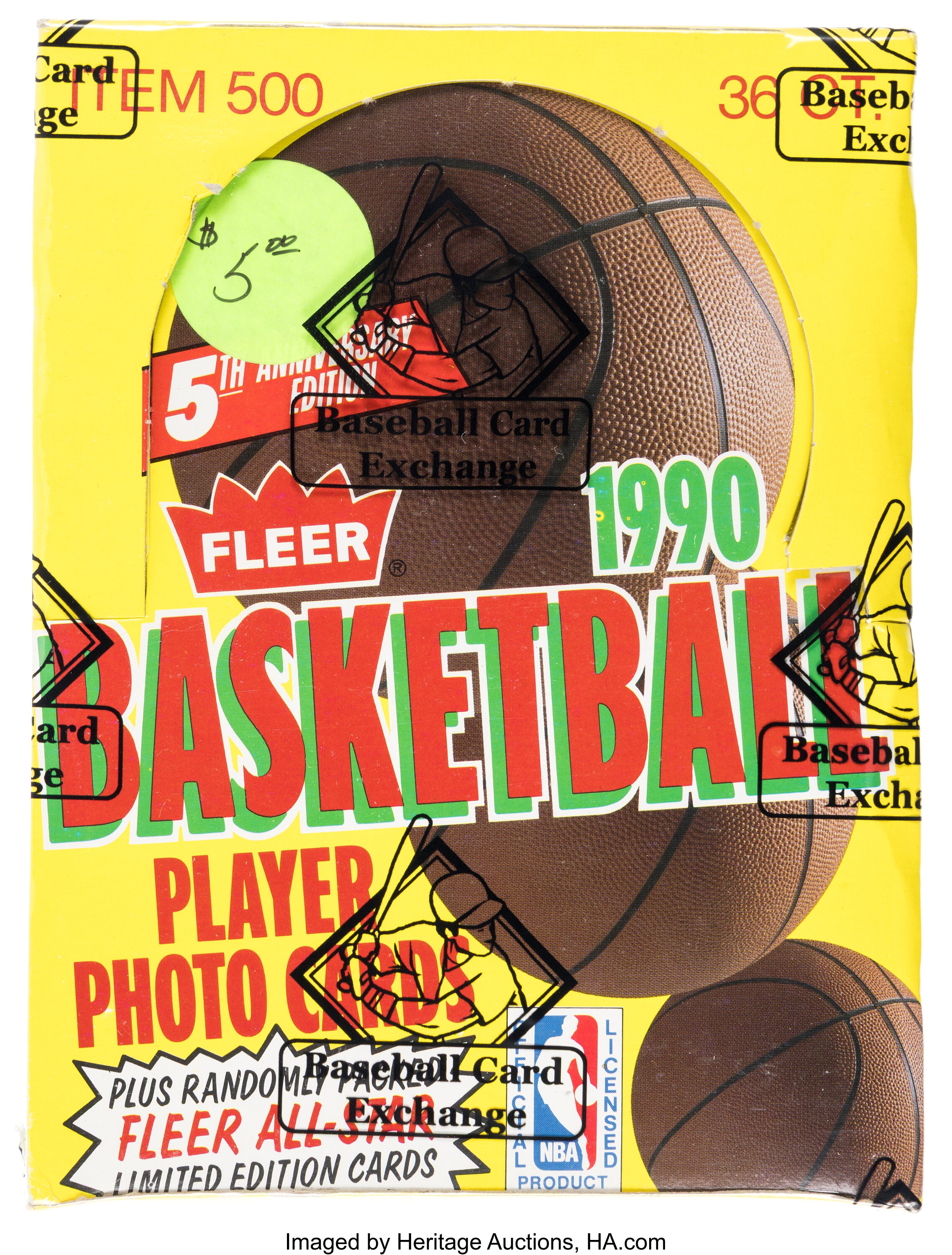 1990 Fleer Basketball Wax Box with 36 Unopened Packs. ... | Lot #44163 ...