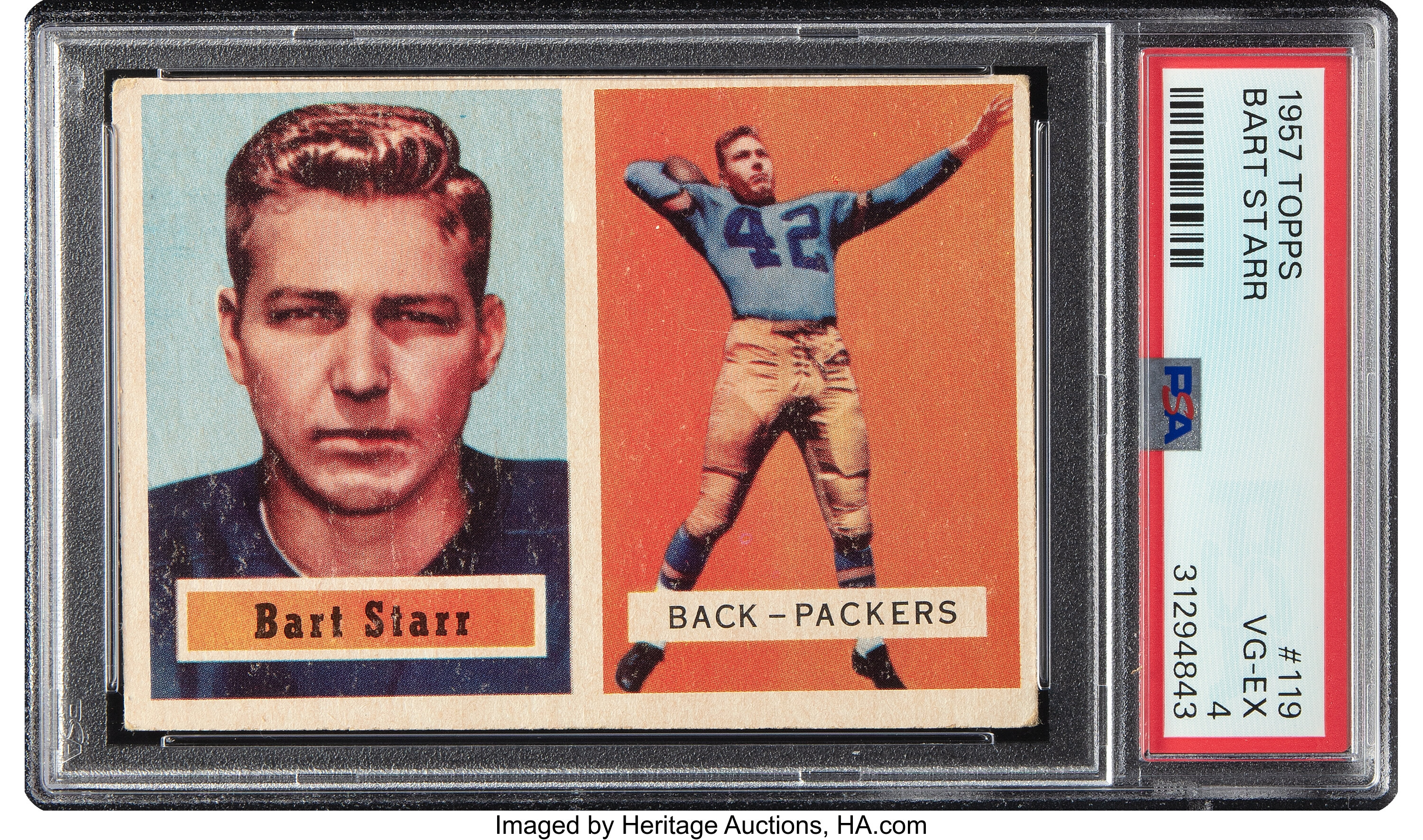 1957 Topps Bart Starr Rookie #119 PSA VG-EX 4.... Football Cards | Lot ...