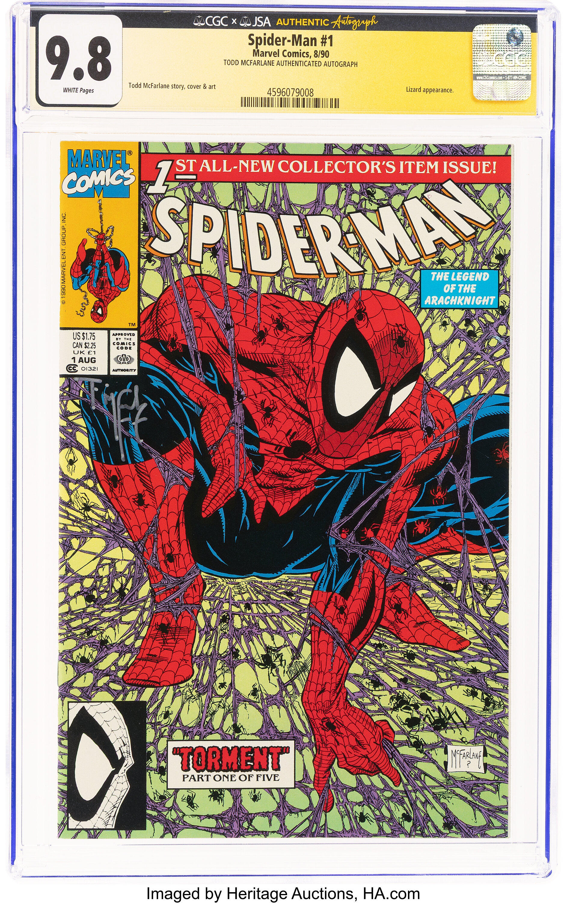Spider-Man #1 JSA Authenticated Autograph: Todd McFarlane (Marvel ...