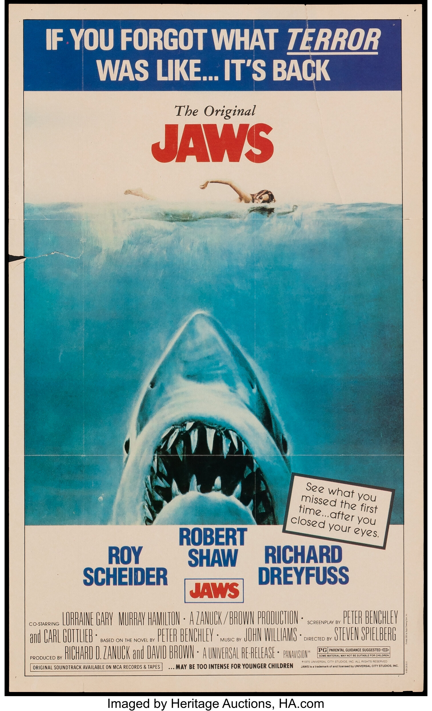 Jaws (Universal, 1975). Unfolded & Folded, Fine/Very Fine. Promos | Lot ...