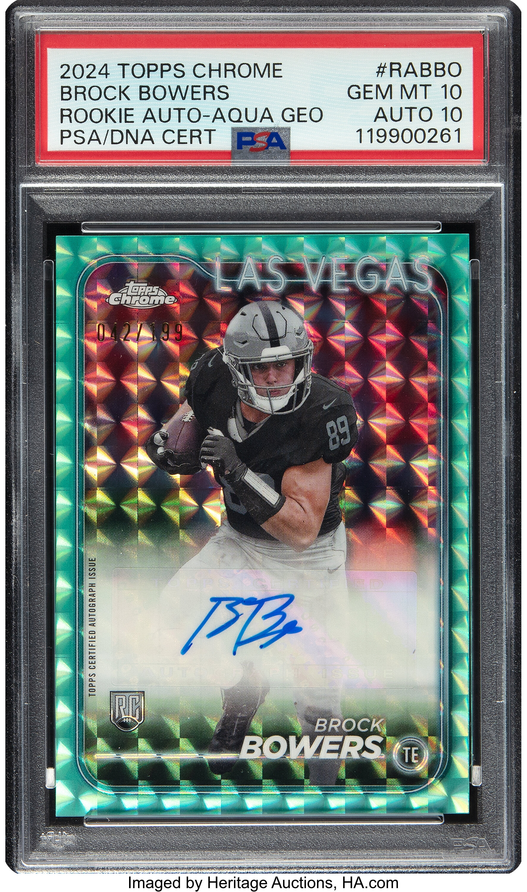 2024 Topps Chrome Brock Bowers (Rookie Autograph-Aqua Geometric) | Lot ...