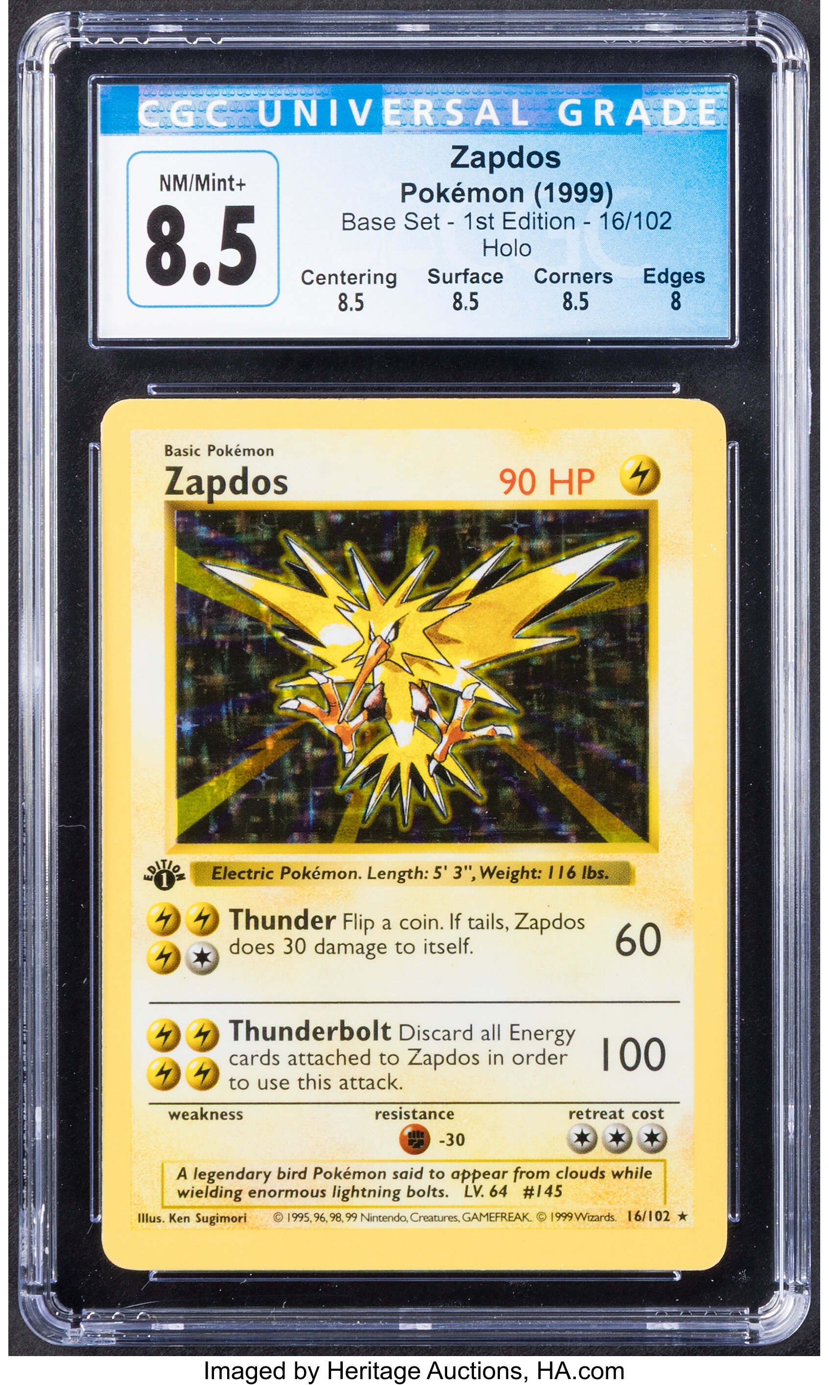 Pokémon Zapdos 16 1st Edition Base Set CGC Trading Card Game | Lot ...