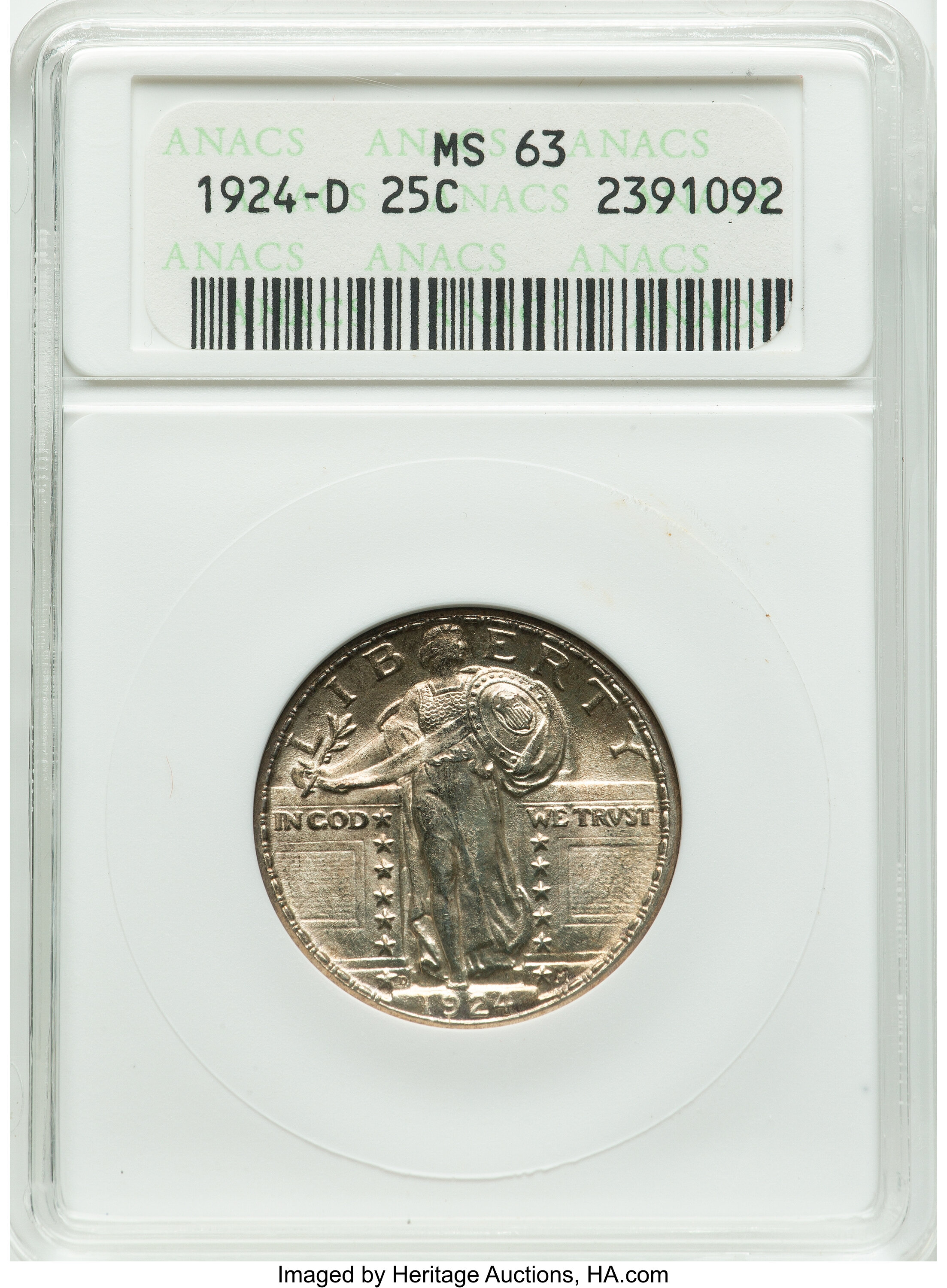 1924-D 25C MS63 ANACS. Housed in a small-sized holder. Mintage | Lot ...