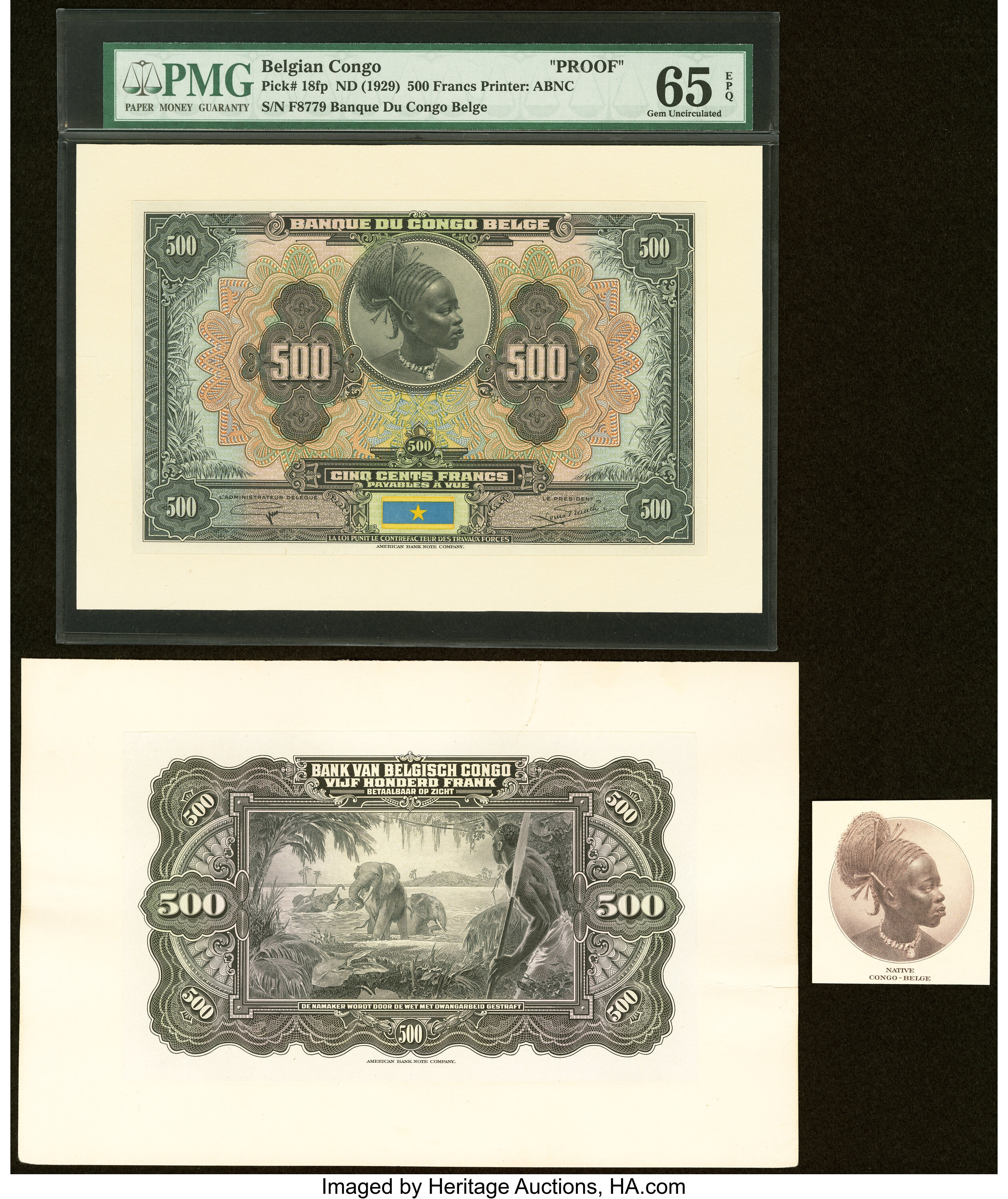Belgian Congo Banque du Congo Belge 500 Francs ND (1929) Pick 18fp ...