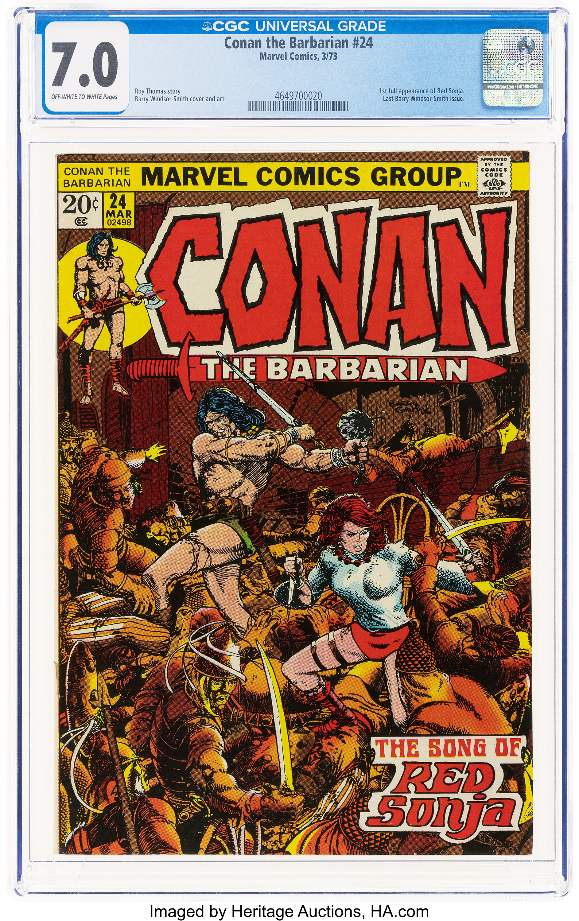 Conan the Barbarian #24 (Marvel, 1973) CGC FN/VF 7.0 Off-white to | Lot ...