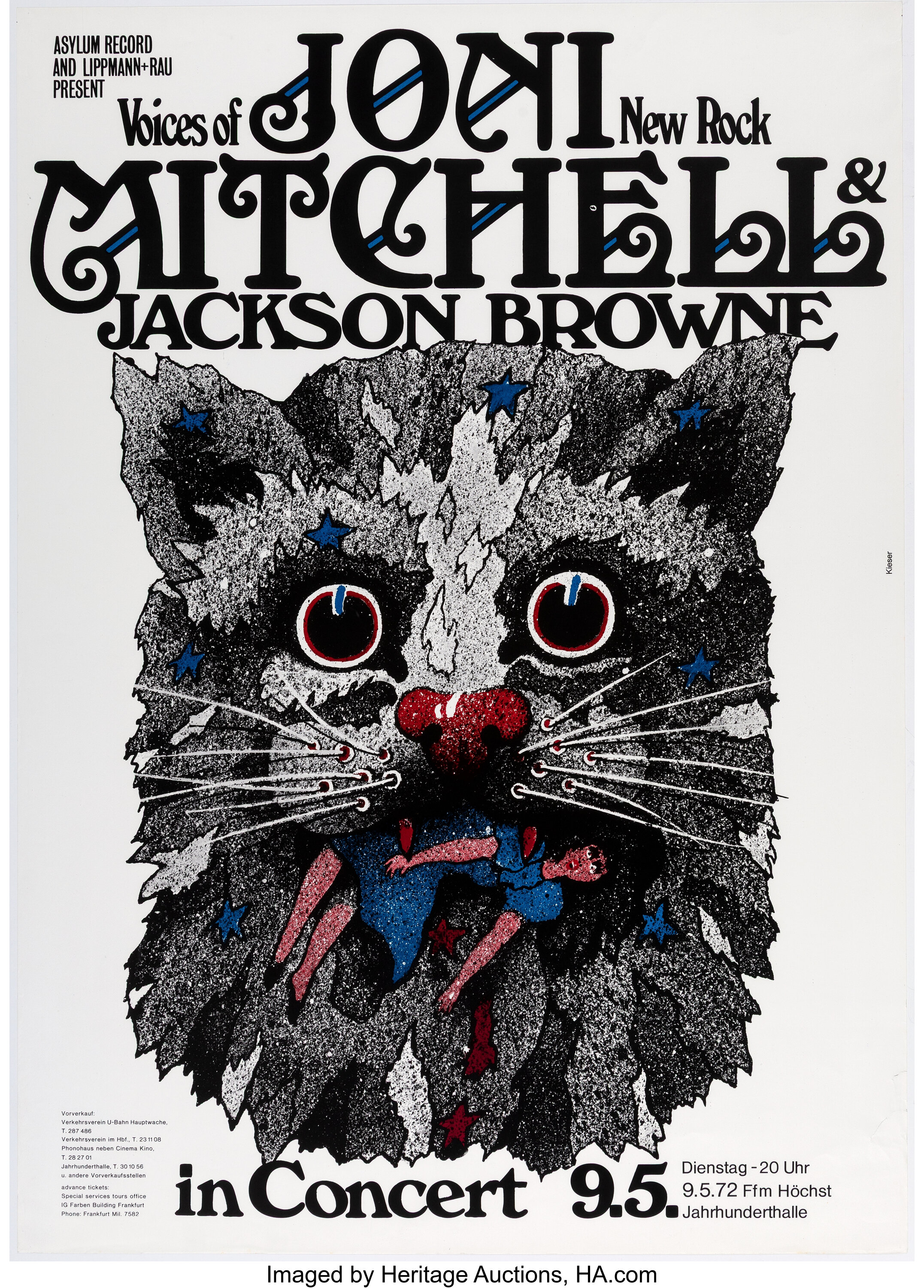 Joni Mitchell, Jackson Browne 1972 Frankfurt, Germany Concert | Lot ...