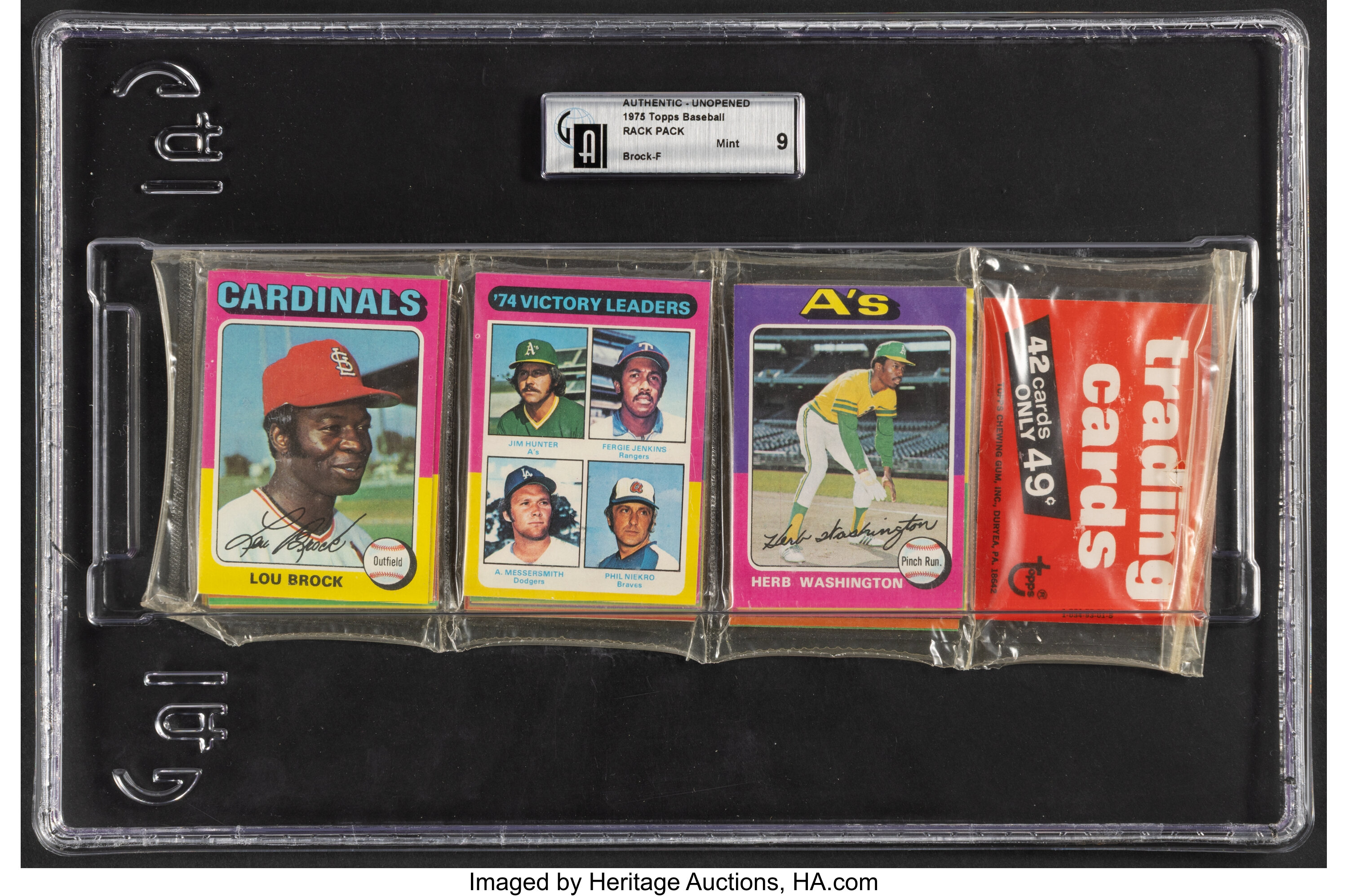 1975 Topps Baseball Unopened Rack Pack GAI Mint 9 - With Lou Brock ...