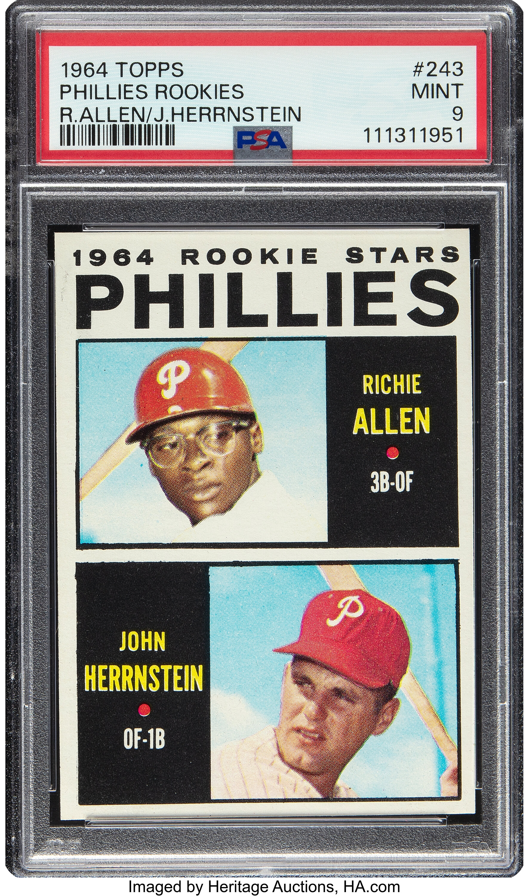 1964 Topps Phillies Rookies (Richie Allen/John Herrnstein) #243 PSA ...