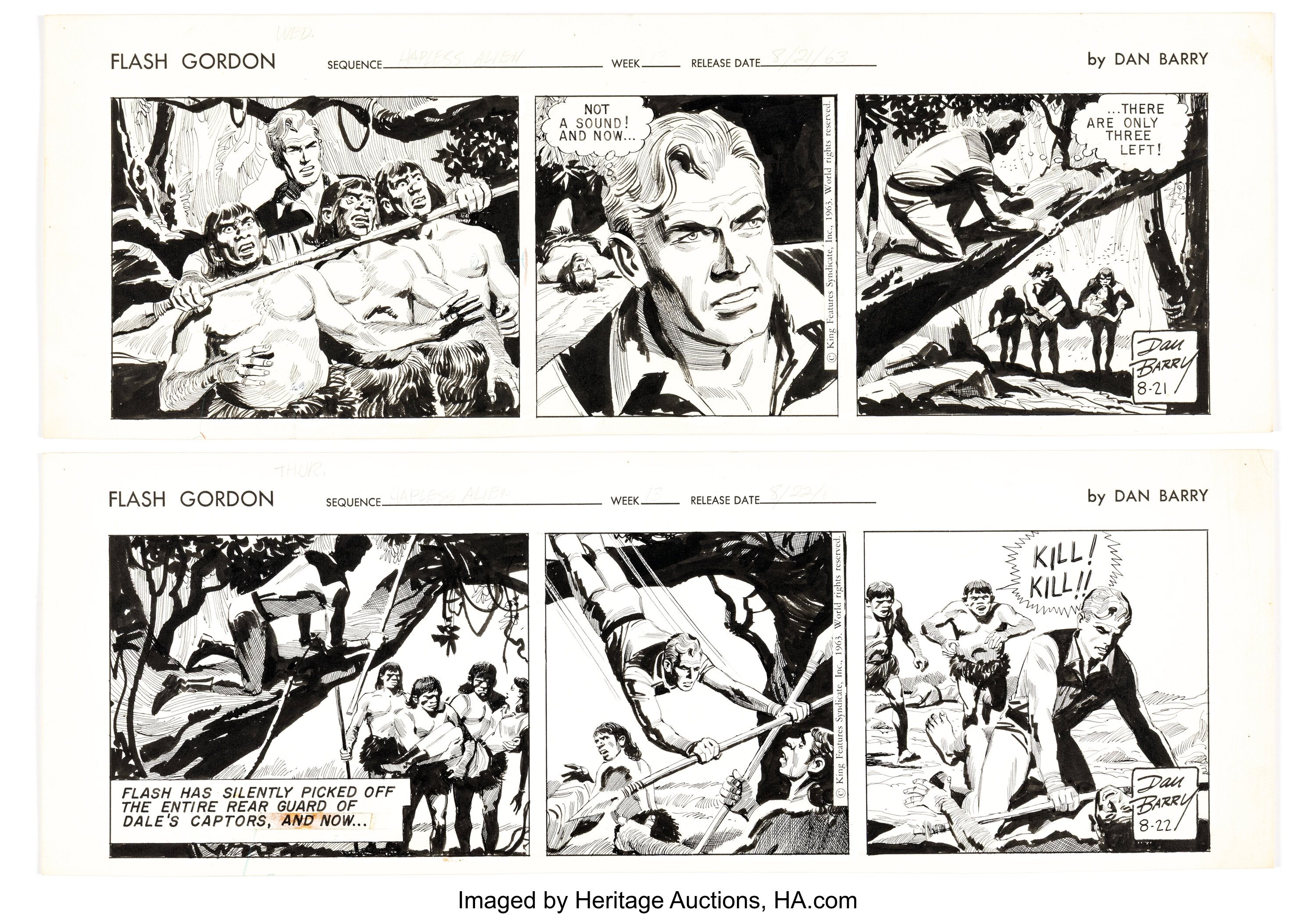 Dan Barry Flash Gordon Daily Comic Strips Original Art Group of 2 | Lot ...