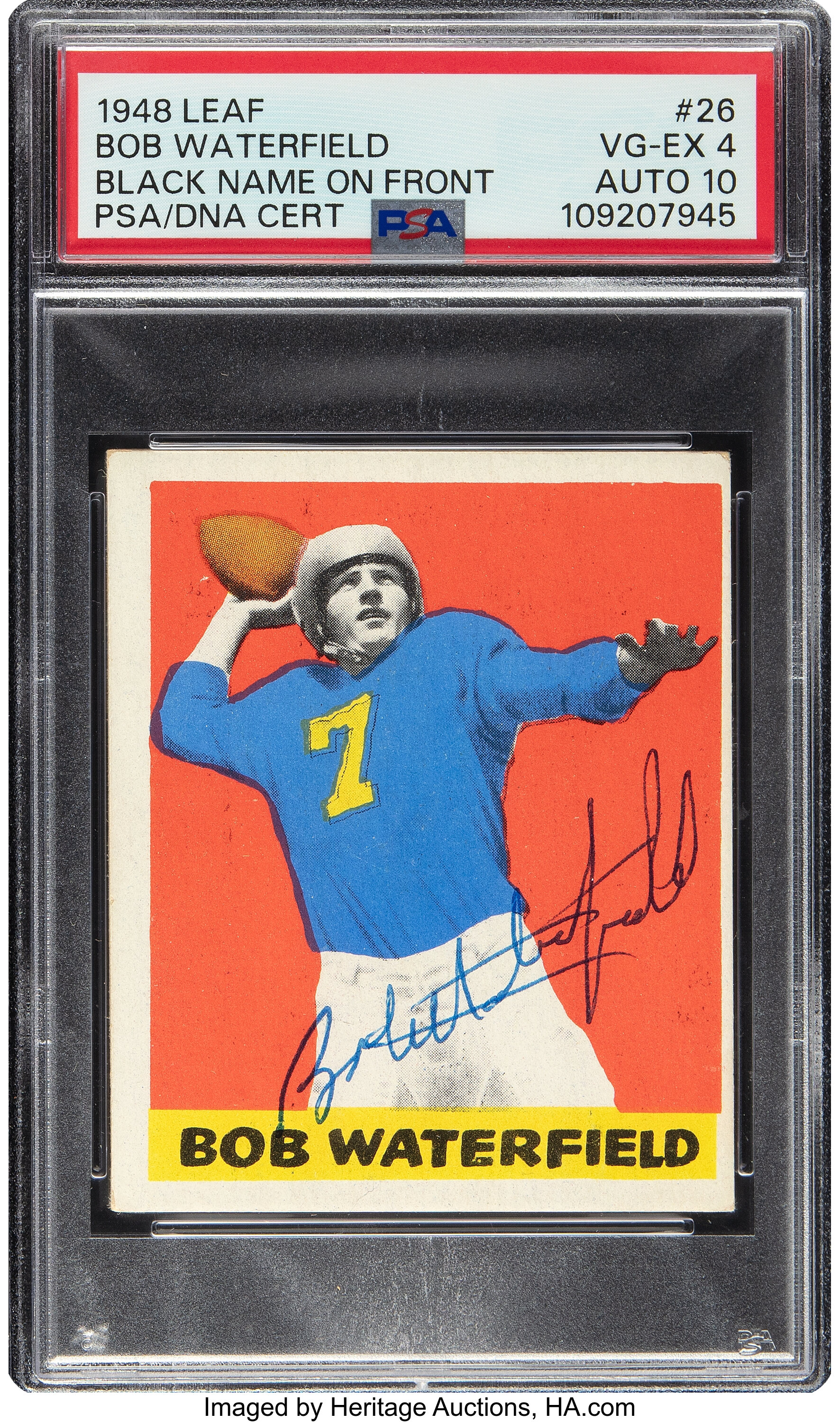 Period-Signed 1948 Leaf Bob Waterfield Rookie (Black Name on Front ...