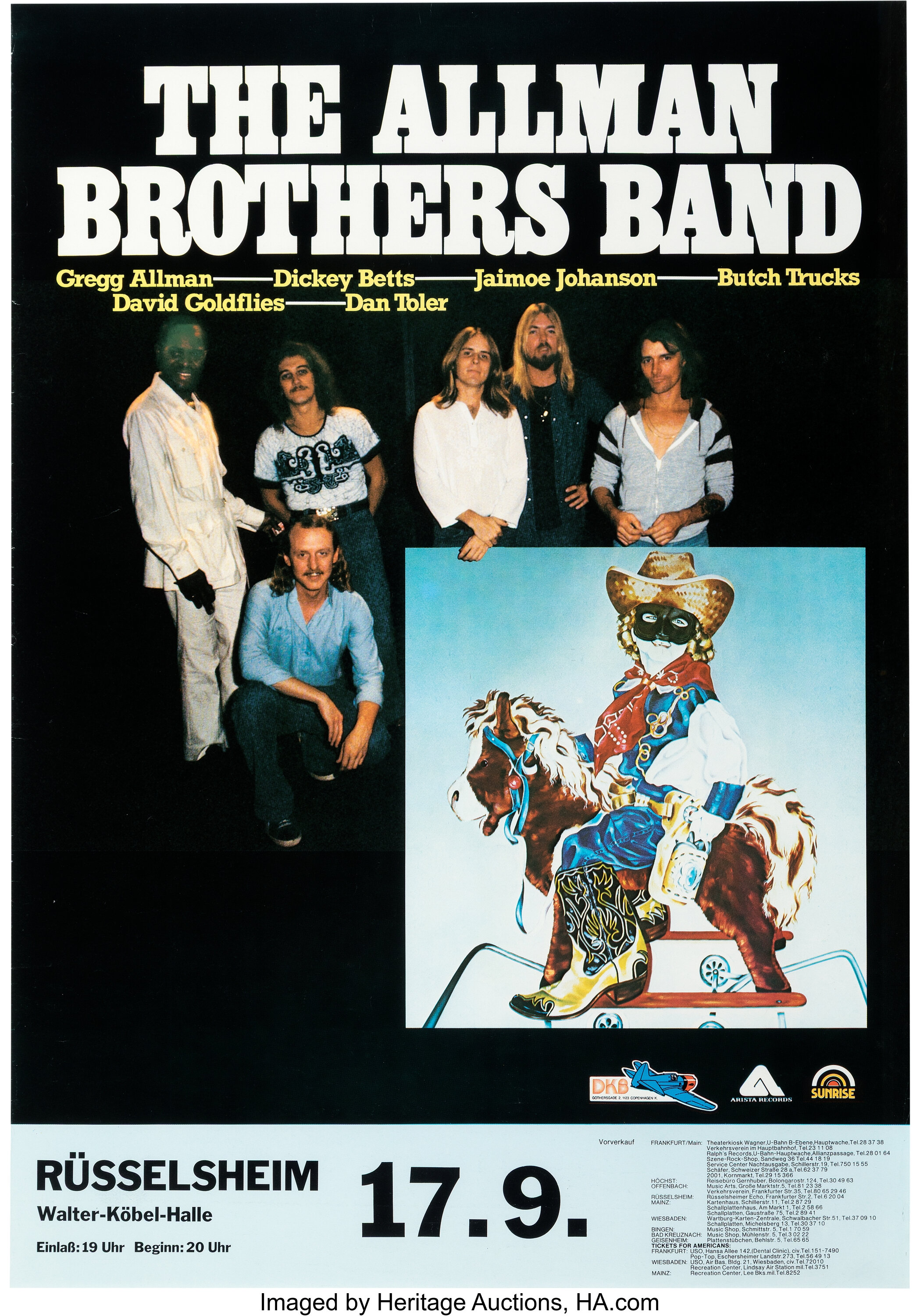 The Allman Brothers Band 1980 Rüsselsheim, Germany Concert Poster ...
