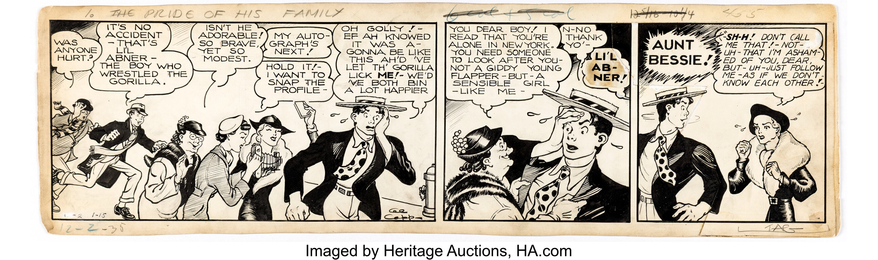 Al Capp Li'l Abner Daily Comic Strip Original Art dated 12-2-35 | Lot ...