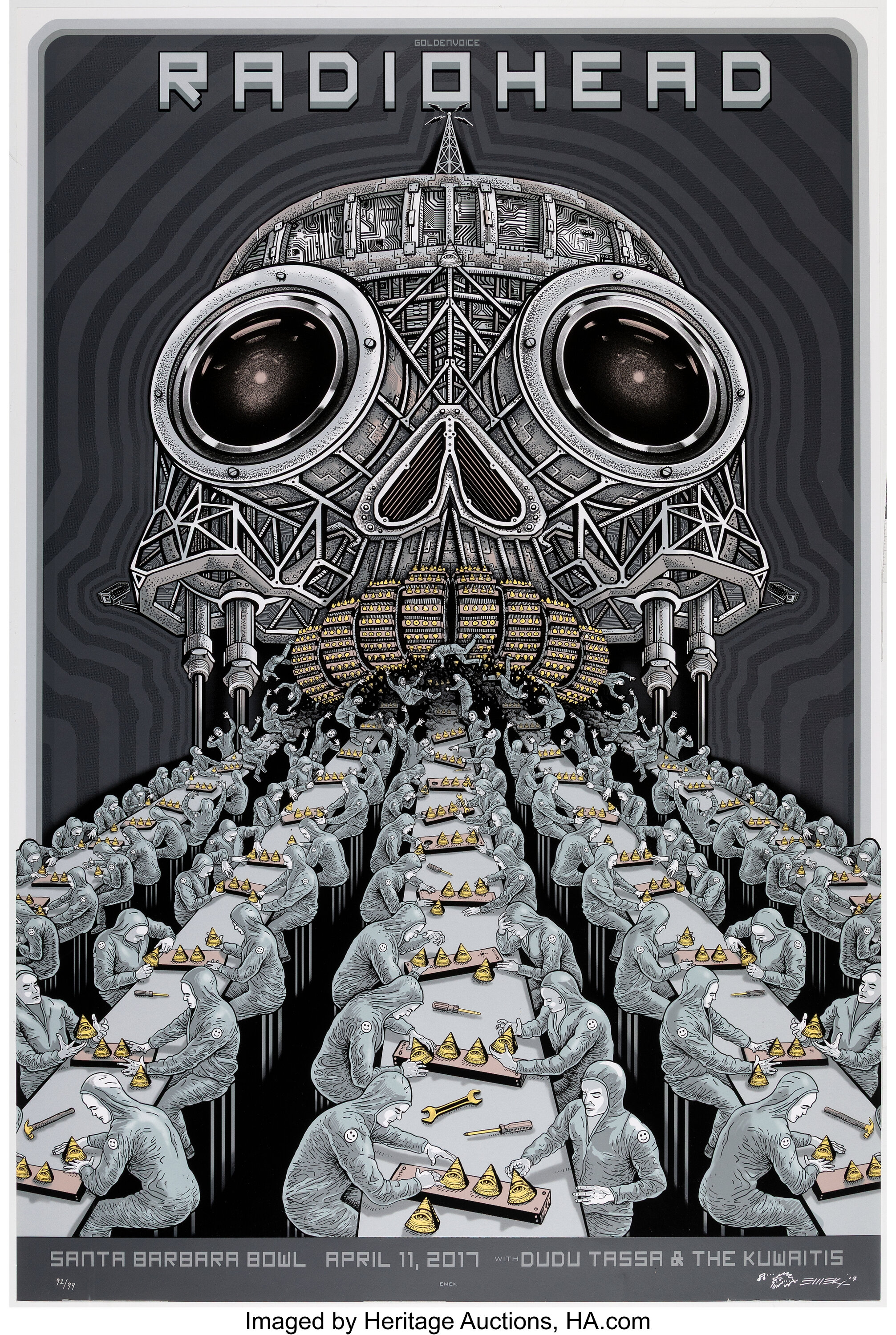 Radiohead 2017 Santa Barbara, CA Concert Poster Signed by Emek ...