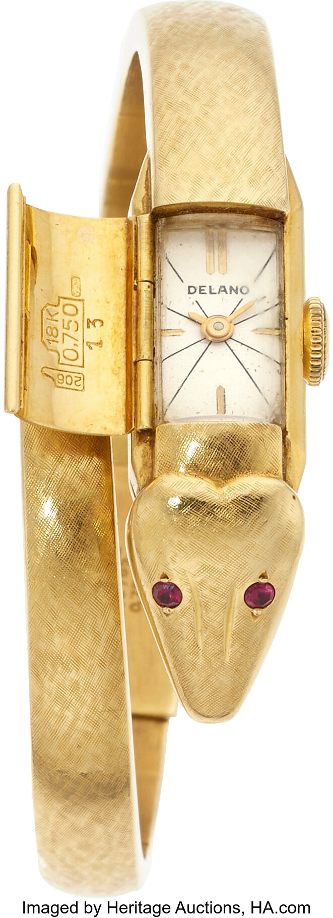 Delano Synthetic Ruby, Gold Covered Dial Watch. ... Estate Jewelry ...