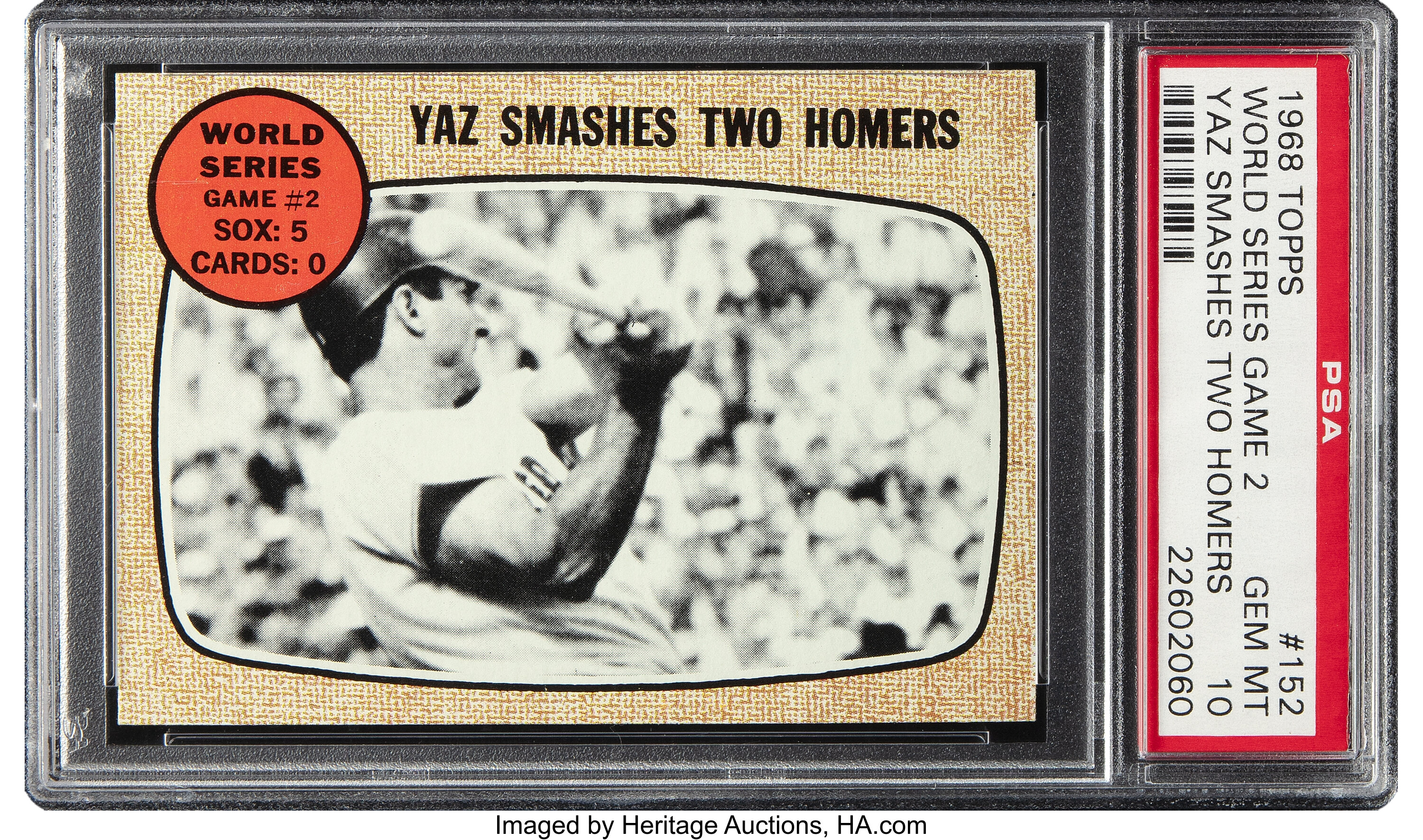 1968 Topps Yaz Smashes Two Homers (World Series Game 2) #152 PSA | Lot ...